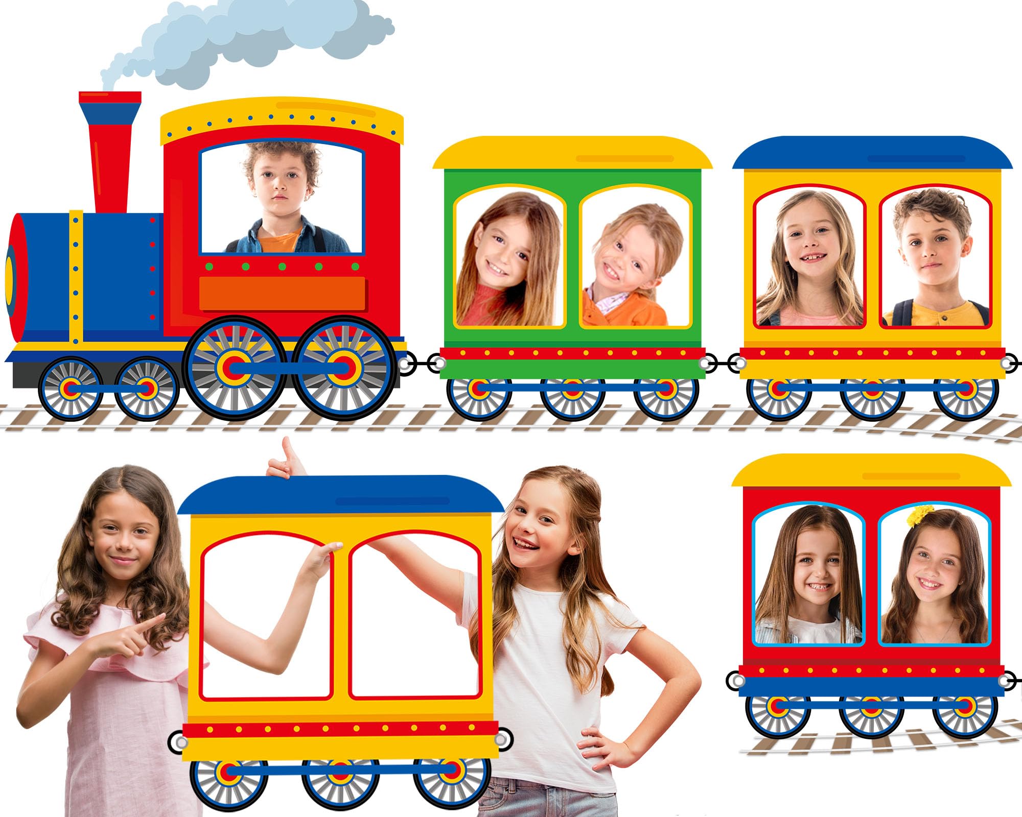 Amazon.com: Train Shaped Photo Prop Selfie Frame Party Decor Large ...