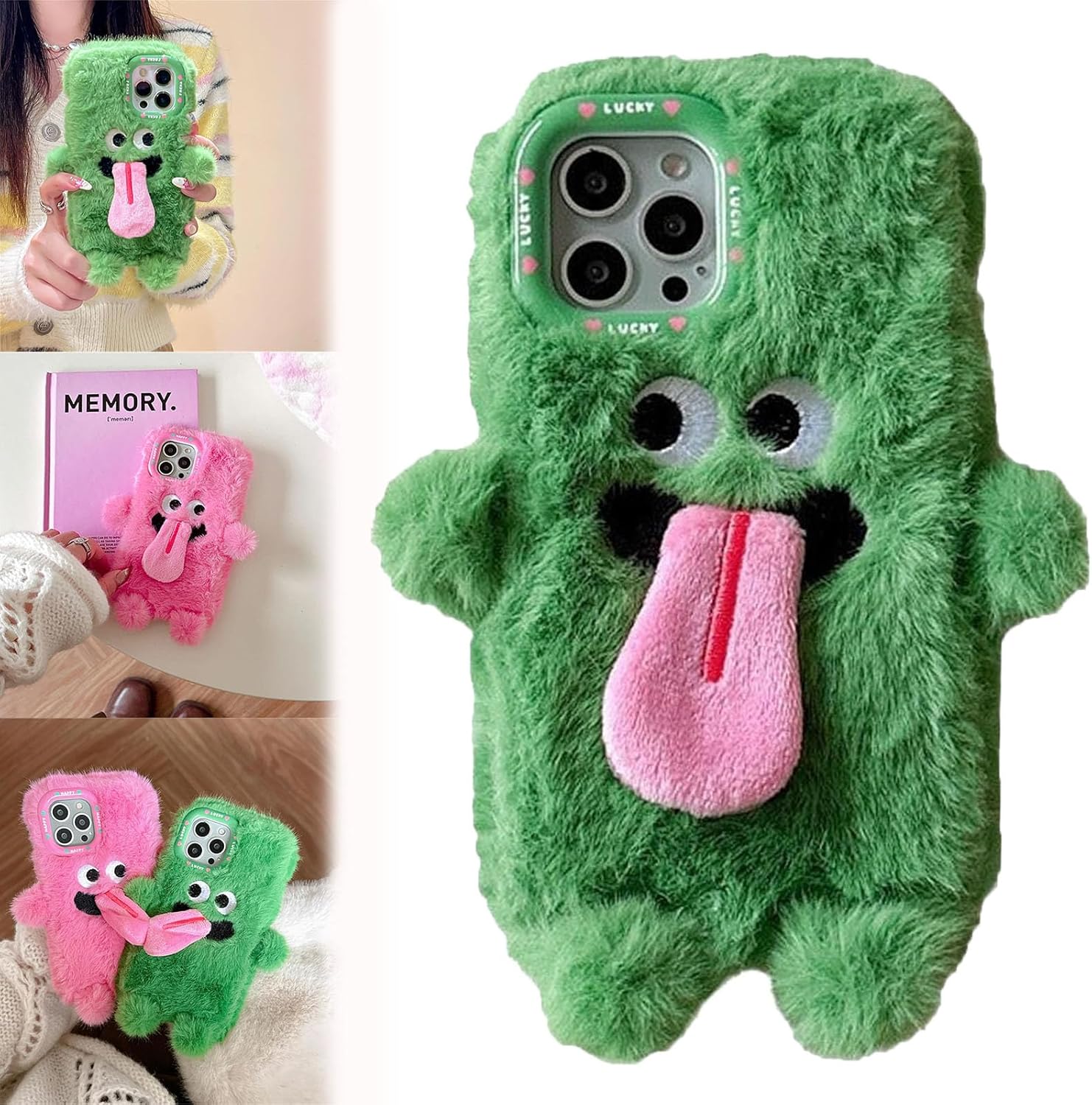 Amazon.com: Cohbskj Funny Tongue Sticking Out Plush Mobile Phone Case ...
