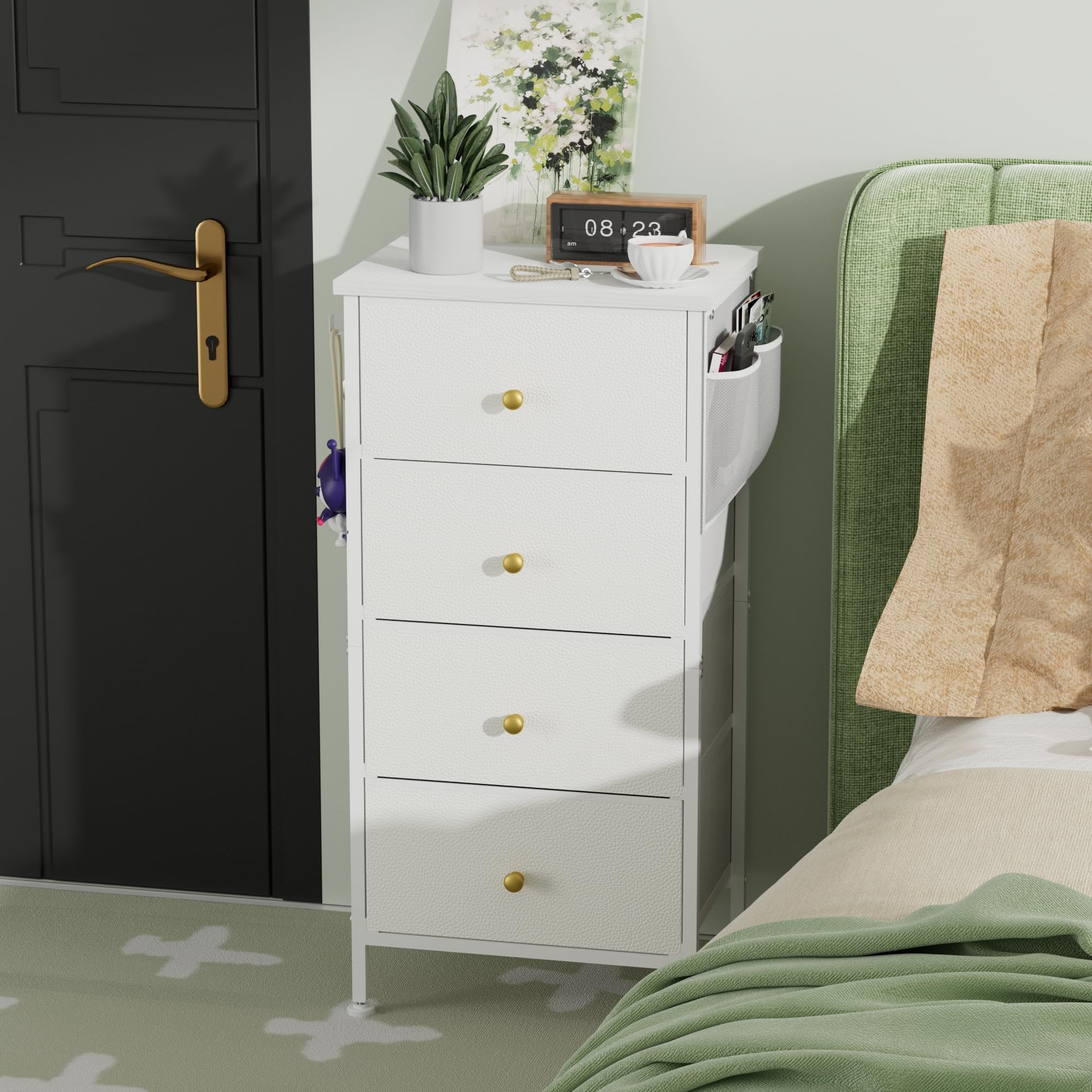 Amazon.com: Tall Night Stand, Nightstand with 4 Deep Drawers, Fabric ...