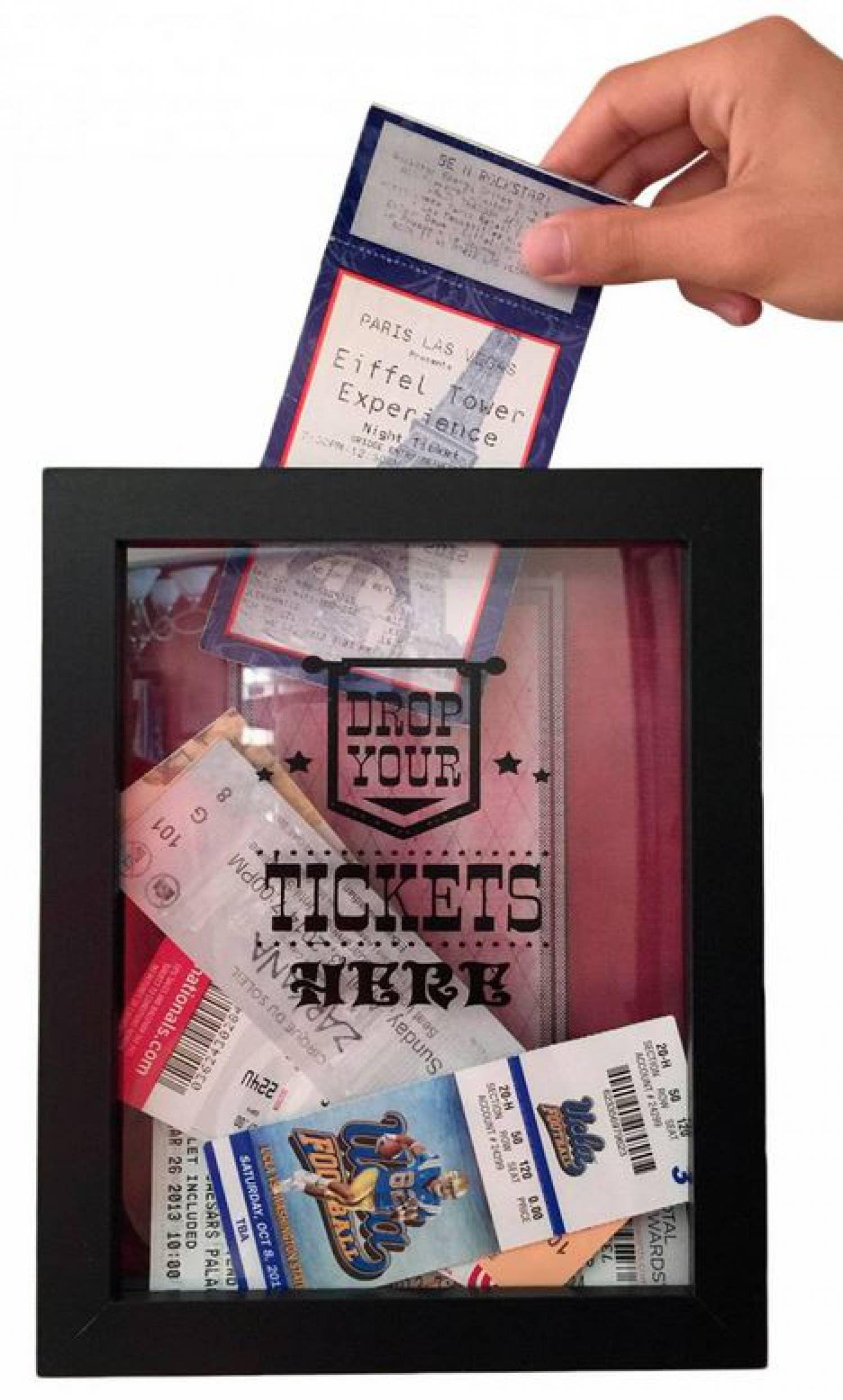Ticket Shadow Box - Memento Frame - Large Slot on Top of Frame - Memory ...