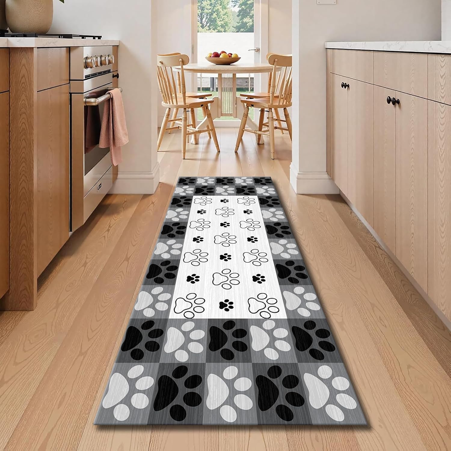 Amazon.com: Cute Dog Paw Print Runner Rug 2x7ft,Black and Gray Animal ...