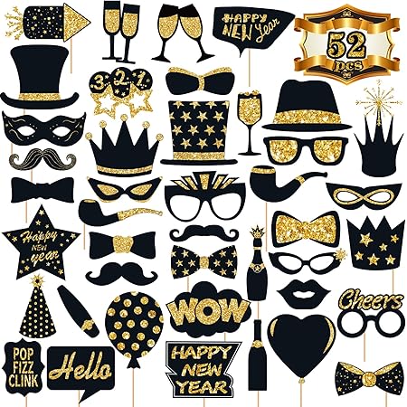 Amazon.com: New Years Eve Photo Booth Props 2023-Pack of 52 | New Year ...