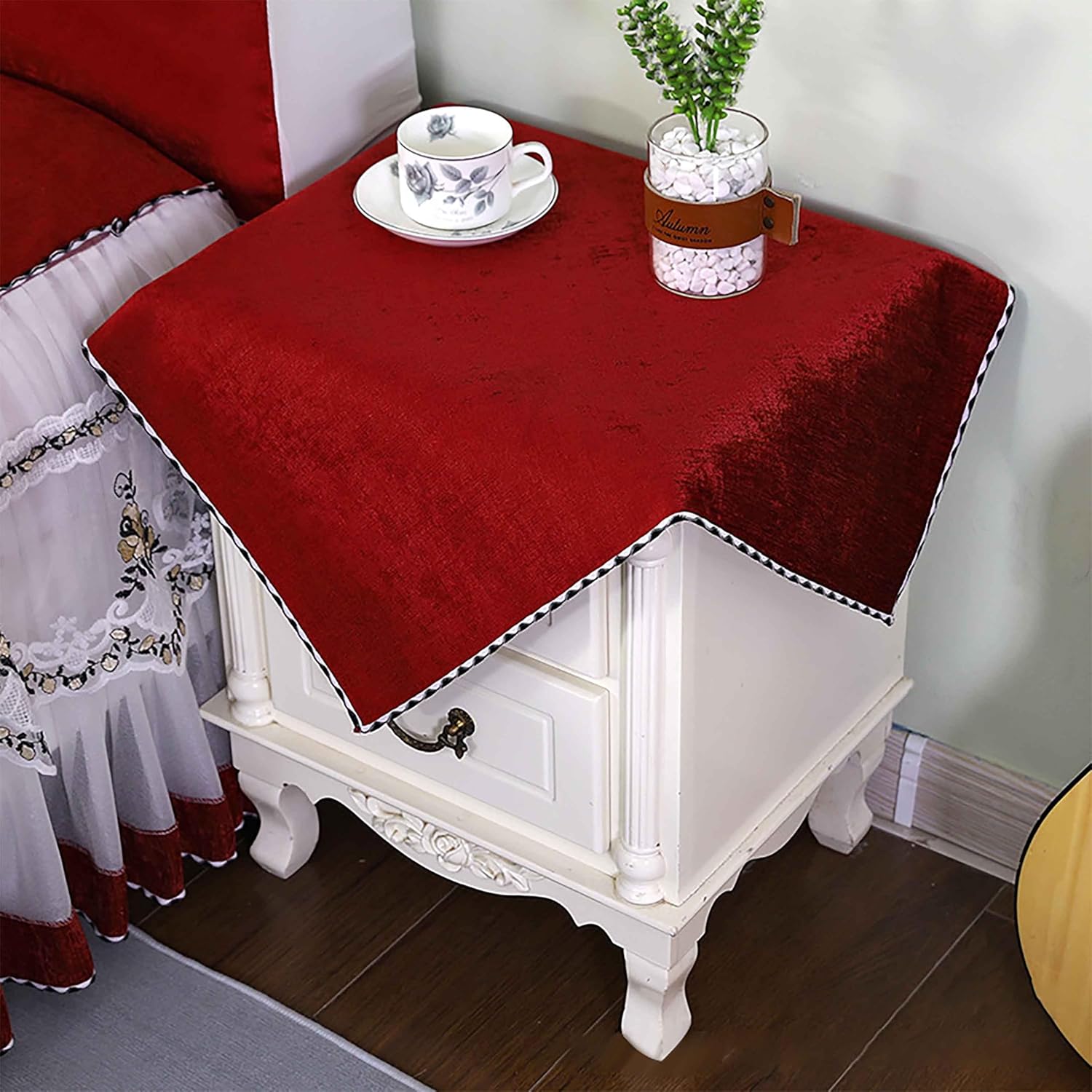 Nightstand Cover Square Bedside Tablecloth End Table Cover Small ...