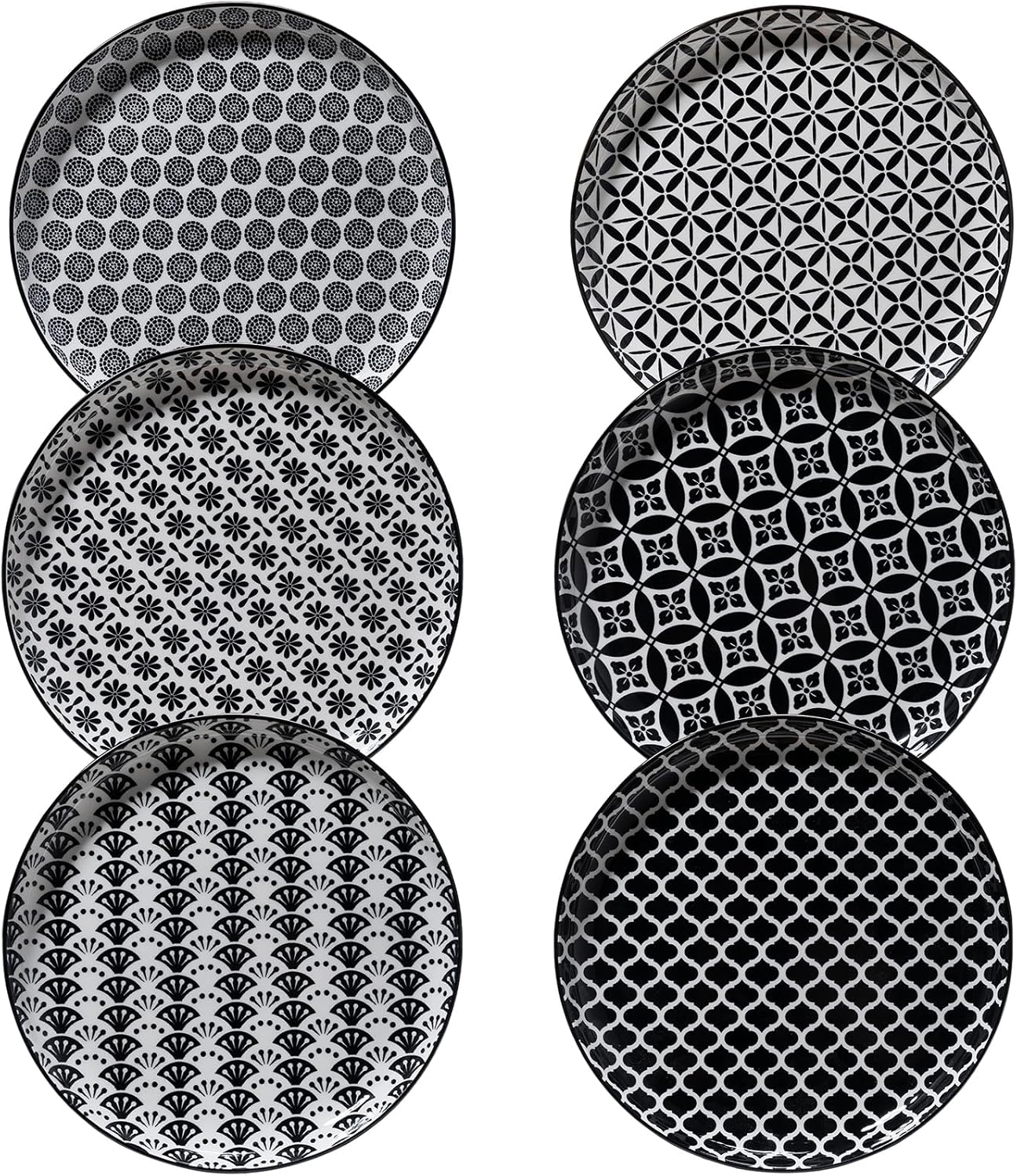 Amazon.com | LEHAHA Ceramic Dinner Plates Set of 6, Porcelain Black and ...