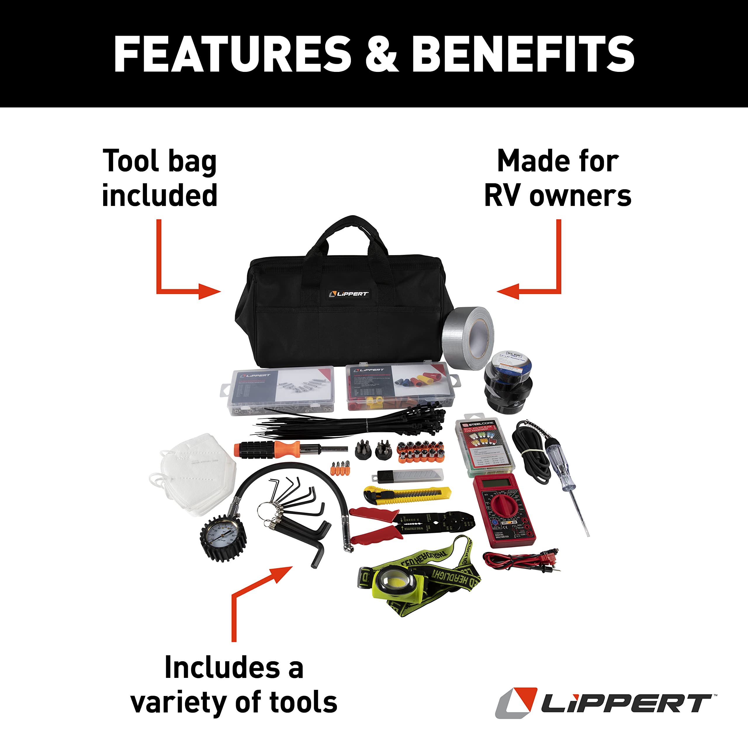 Snapklik.com : Lippert 15-Piece RV Tool Kit For Maintenance On Motorhomes