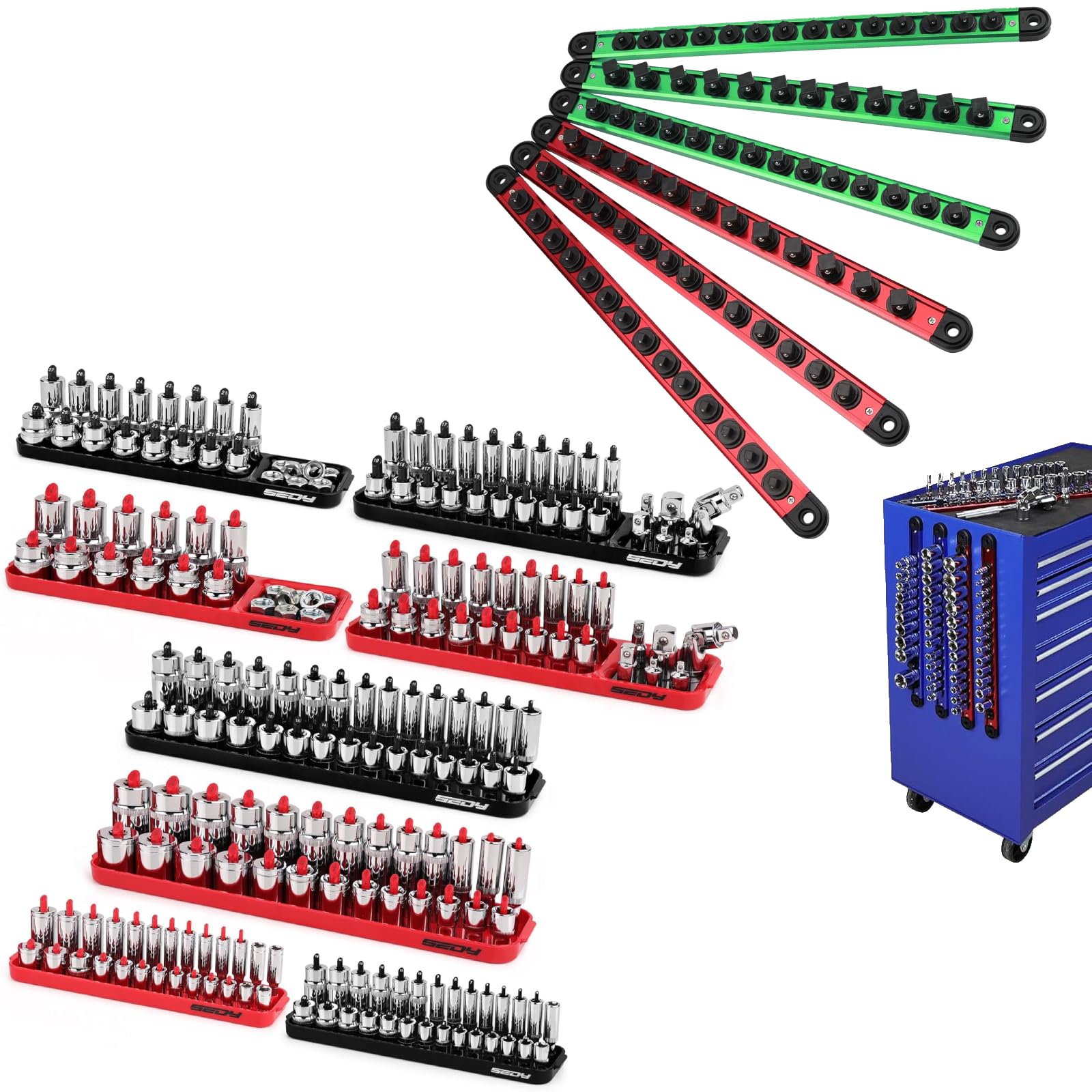 Amazon.com: 8-Piece Socket Storage Organizers Set & 6-Piece Detachable ...