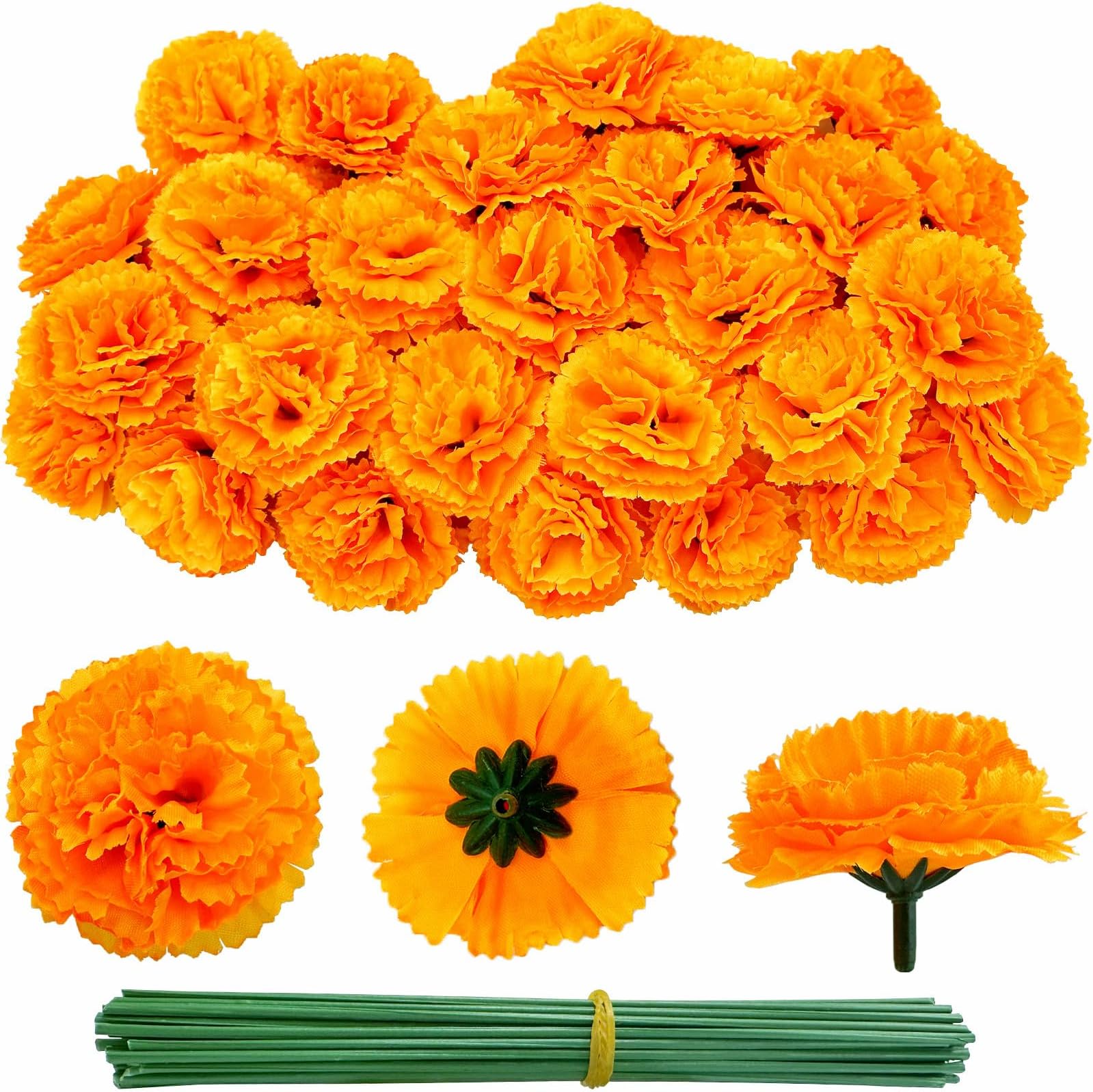 Amazon.com: Marigold Flowers, 50pack Artificial Marigold Flowers Flor ...