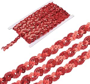 Amazon.com: MECCANIXITY 11 Yard Sequins Beaded Lace Trim 0.6 Inch Wave ...