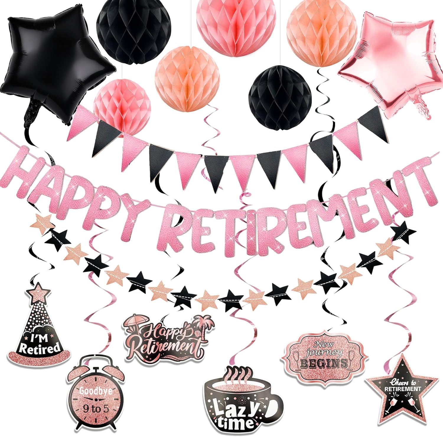 Amazon.com: Jusen Happy Retirement Party Decorations for Men Women Blue ...