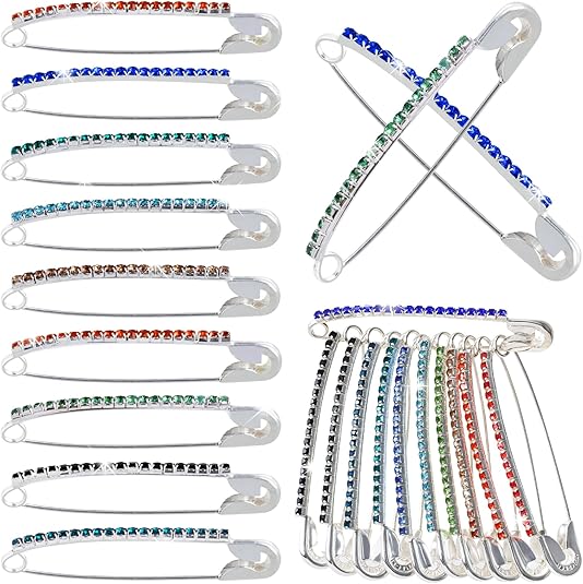 Amazon.com: Mxxipp 11pcs Rhinestone Safety Pins, Sparkly Rhinestone ...