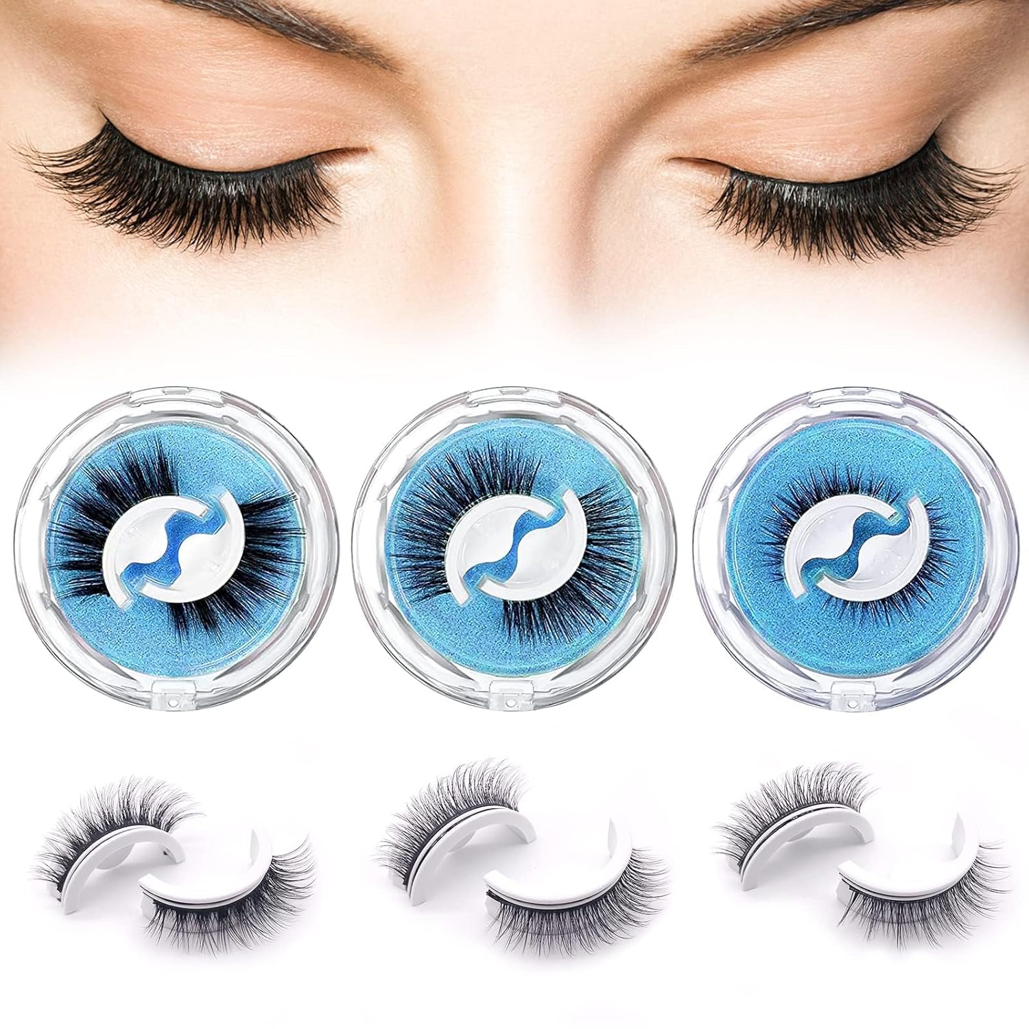 Amazon.com: TRIIR Self Adhesive Eyelashes 3 Pairs, Reusable Long ...
