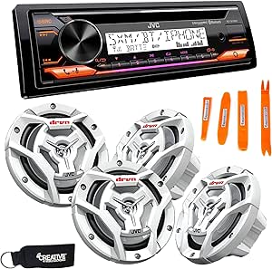 Amazon.com: JVC KD-T91MBS Marine Stereo w/CD, BT, USB, SiriusXM Ready, Amazon Alexa + 2 Pair CS ...