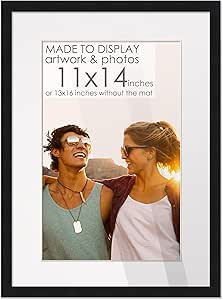 Amazon.com - 11x14 Frame Black Wood with White Mat | 13x16 Frame Matted ...