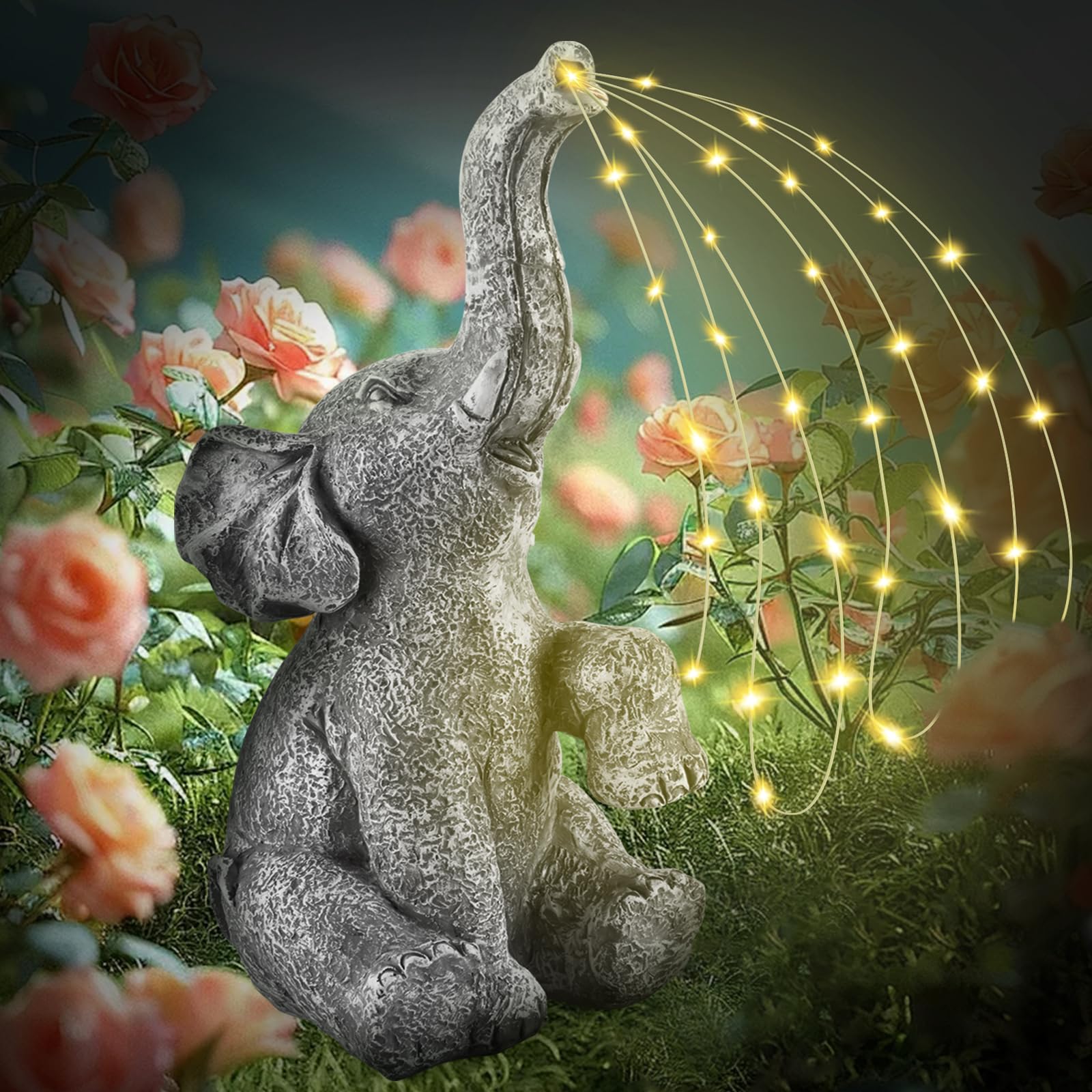 Amazon.com : Elephant Garden Decor - Outdoor Elephant Statue with LED ...