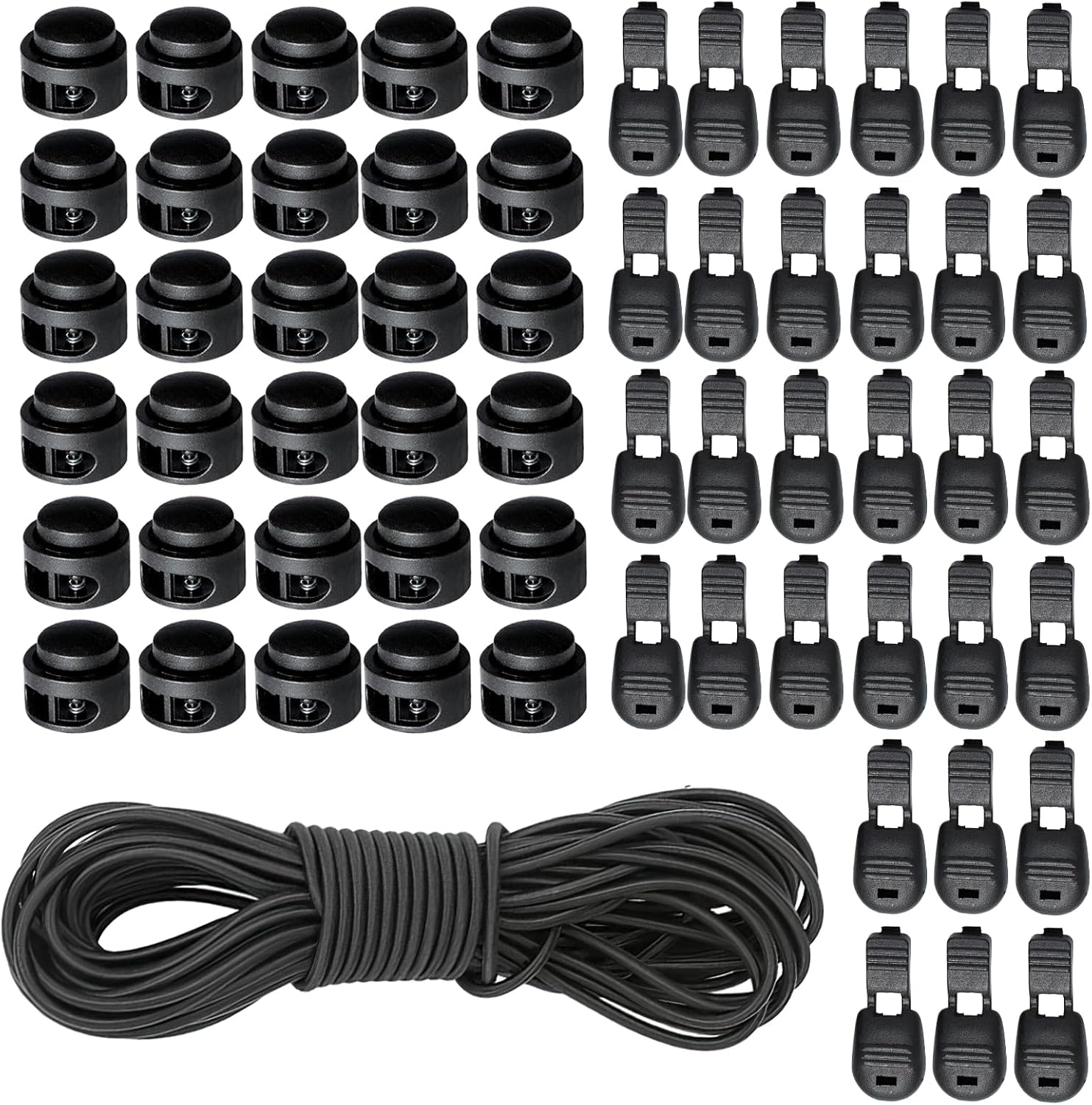 61 Pcs Elastic Cord and Toggles for Drawstrings, 10 M Elastic Cord, 30 ...