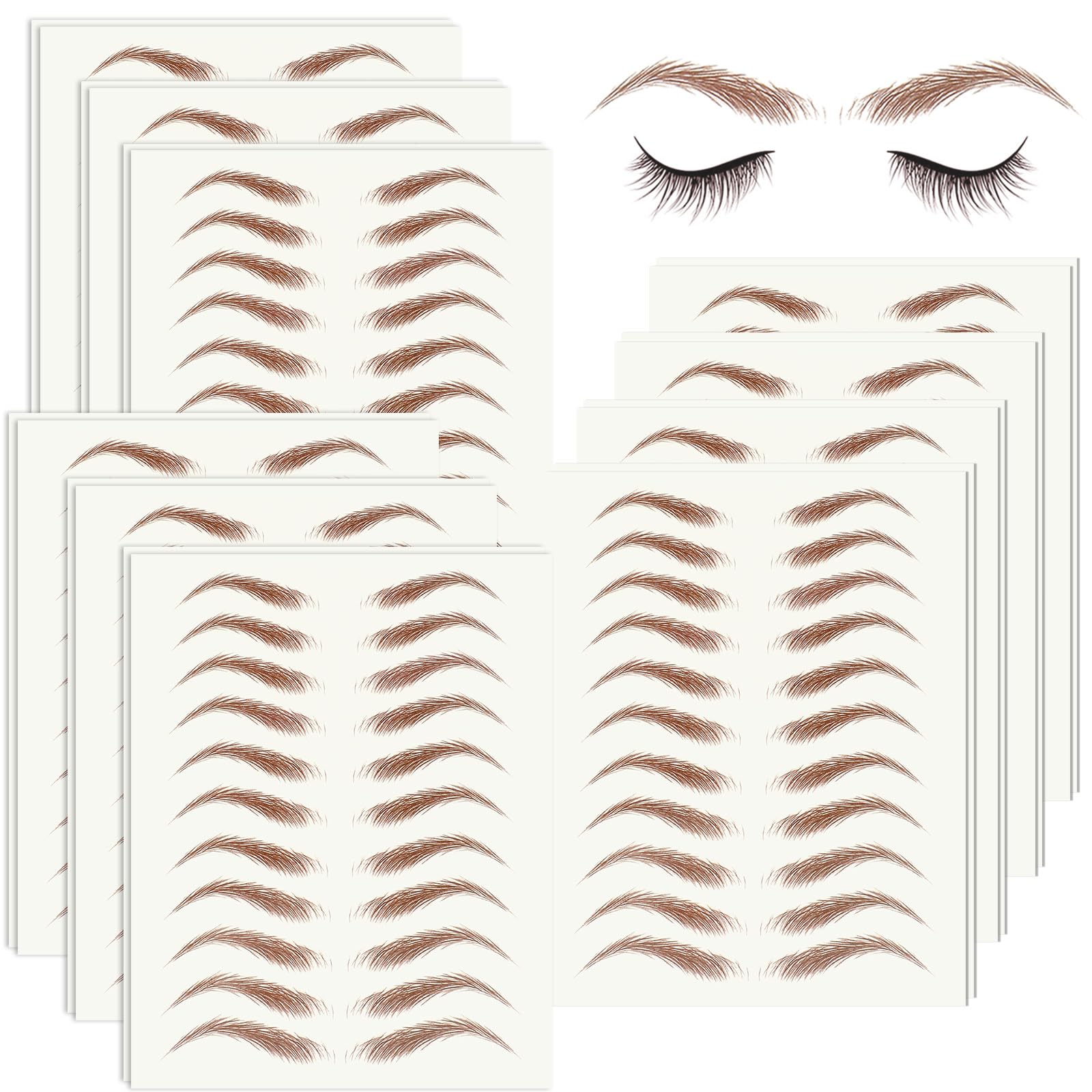 Amazon.com : 20 Sheets 220 Pairs Eyebrow Tattoo Sticker Waterproof 4D ...