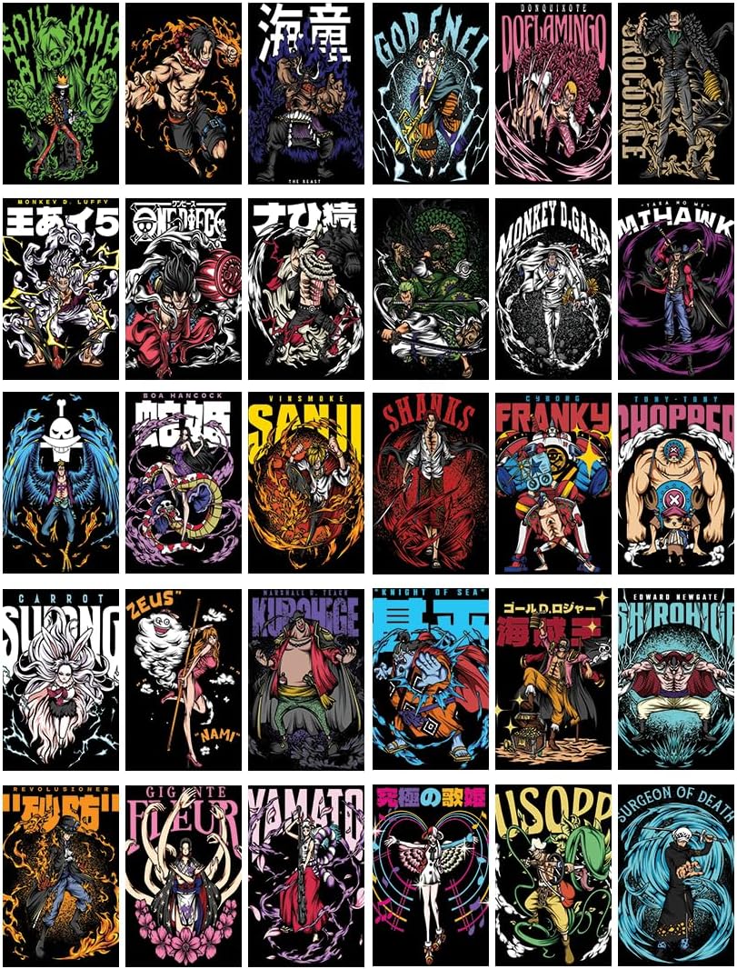 Fobterm one piece posters postcard size merch anime with peel and stick ...