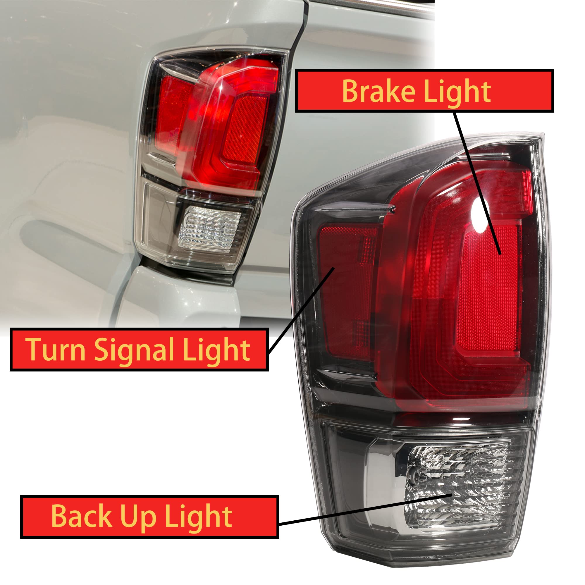 Black Bezel Tail Light Assembly, for Toyota Tacoma TRD Pro Pickup 2016 ...