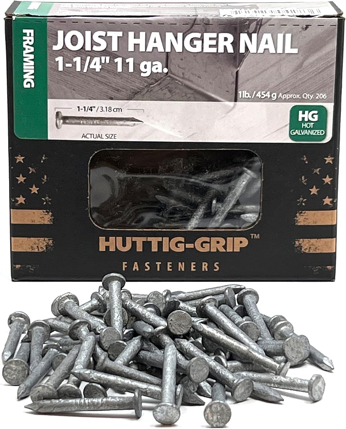 Amazon.com: Huttig-Grip 1-1/4 inches Joist Hanger Nail 11 Gauge Hot ...