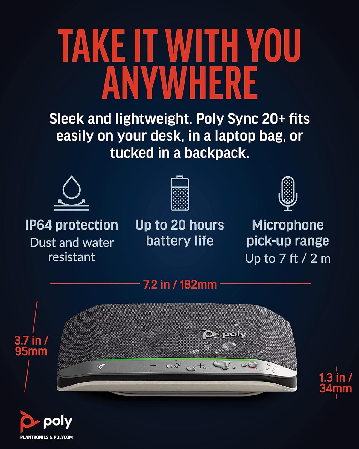 Buy Poly (Plantronics + Polycom) Sync 20+ Bluetooth Speakerphone ...