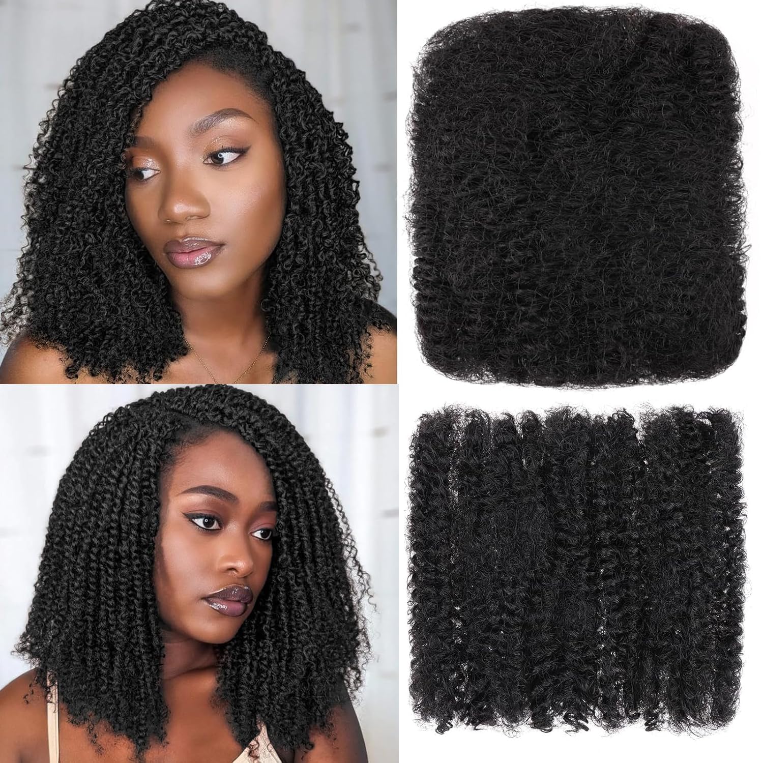 Mscat 14 Inch 1 Bundle Natural Black Afro Kinkys Bulk Human Hair For ...