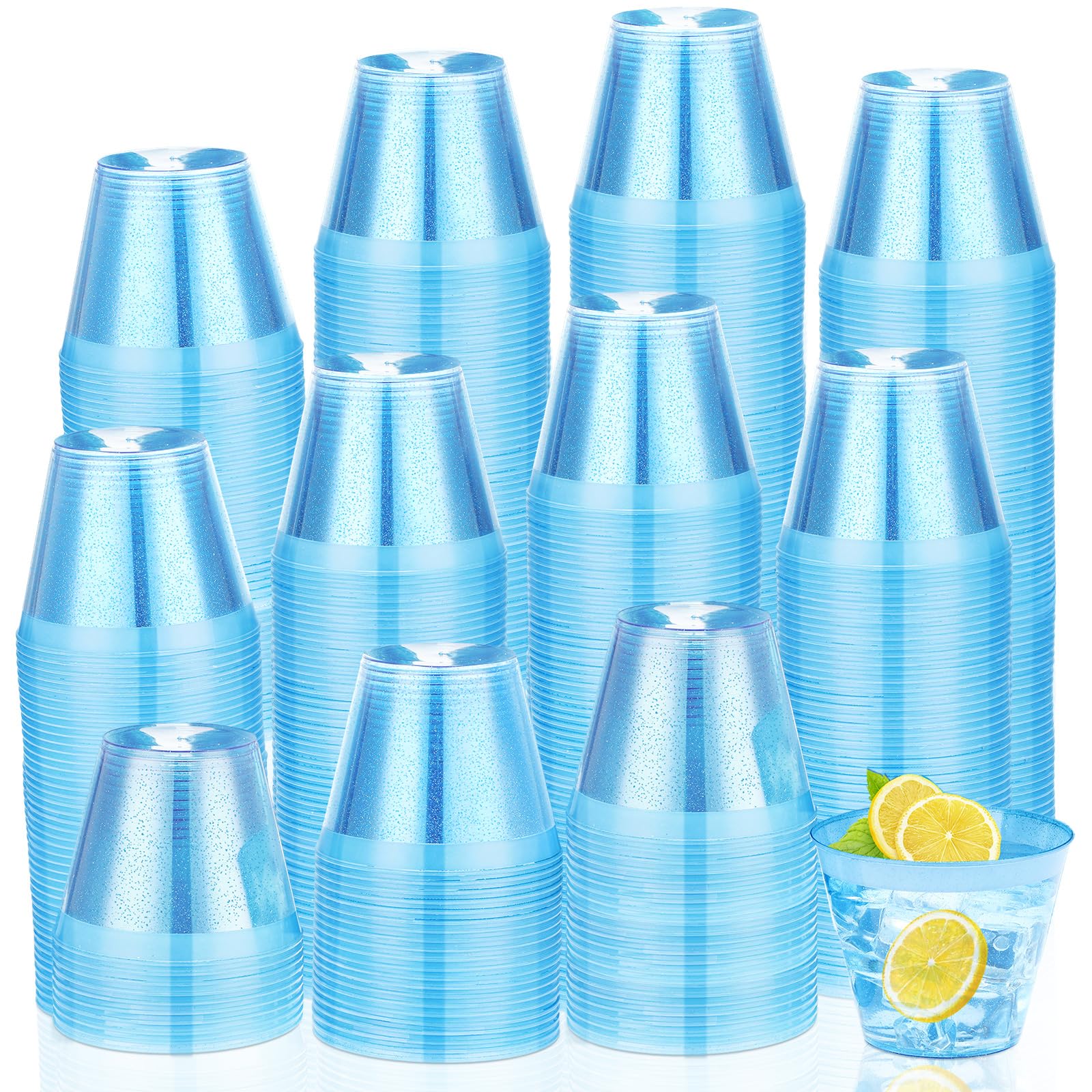 Amazon.com: Tanlade 100 Pcs Glitter Plastic Cups 9 oz Gold Rimmed ...