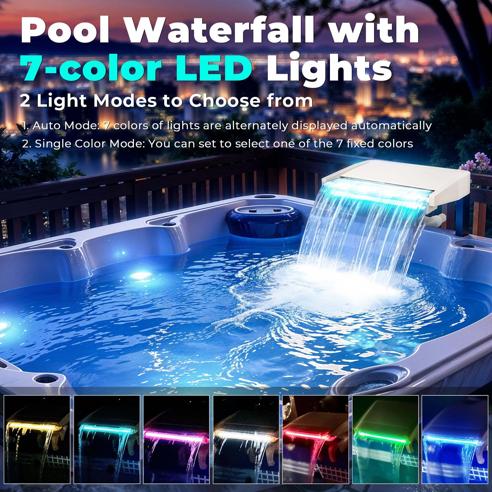 Snapklik.com : LED Pool Fountain Waterfall For Above Ground Pools, 7 ...