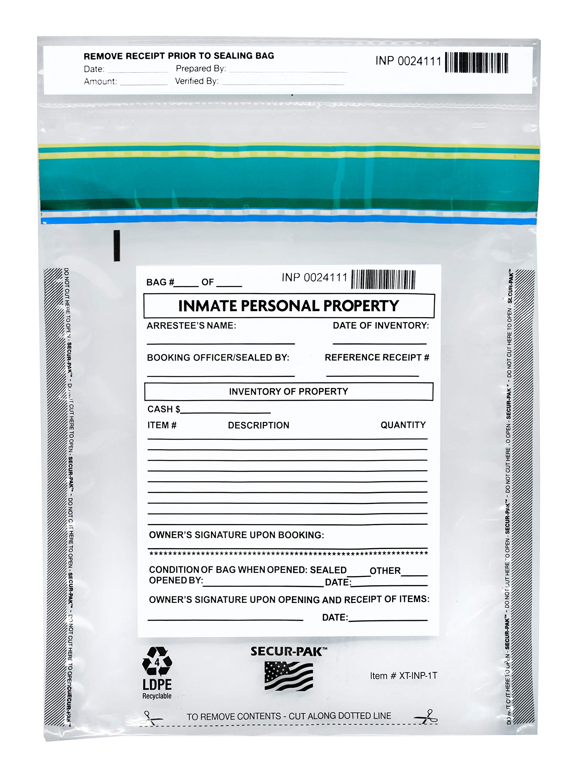 Amazon.com: SECUR-PAK 100pk Inmate Personal Property Bags, 9" x 12 ...