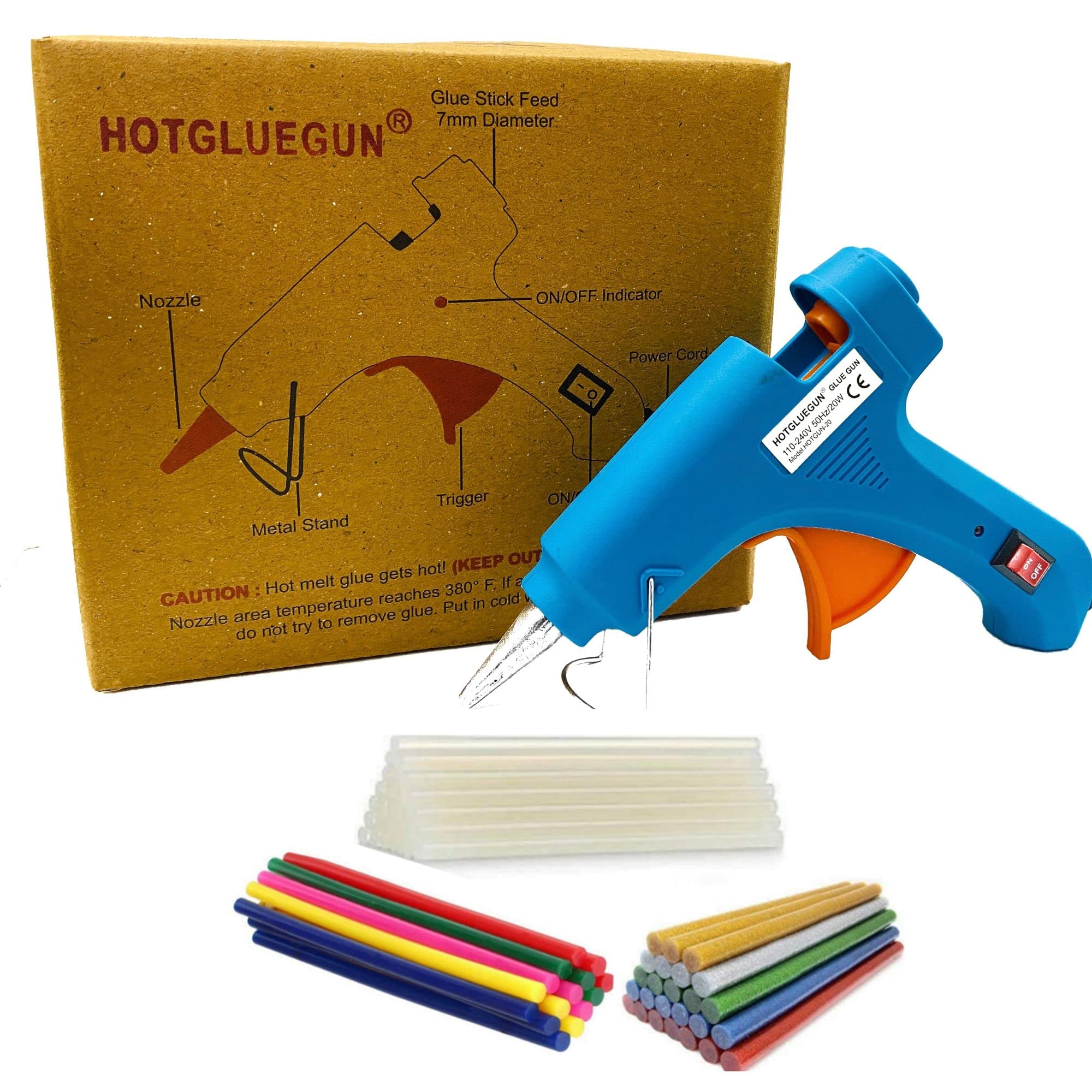 HOTGLUEGUN 20W 7 mm On and Off Switch Hot Glue Gun and LED Indicator- 3 ...