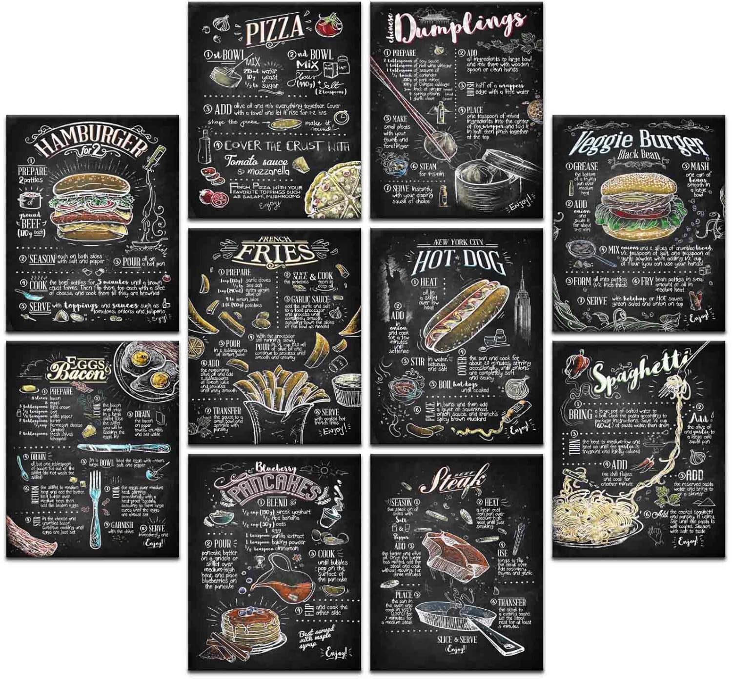 Amazon.com: AKBOK Classic Foodie Cuisine Canvas Painting Set Delicious ...