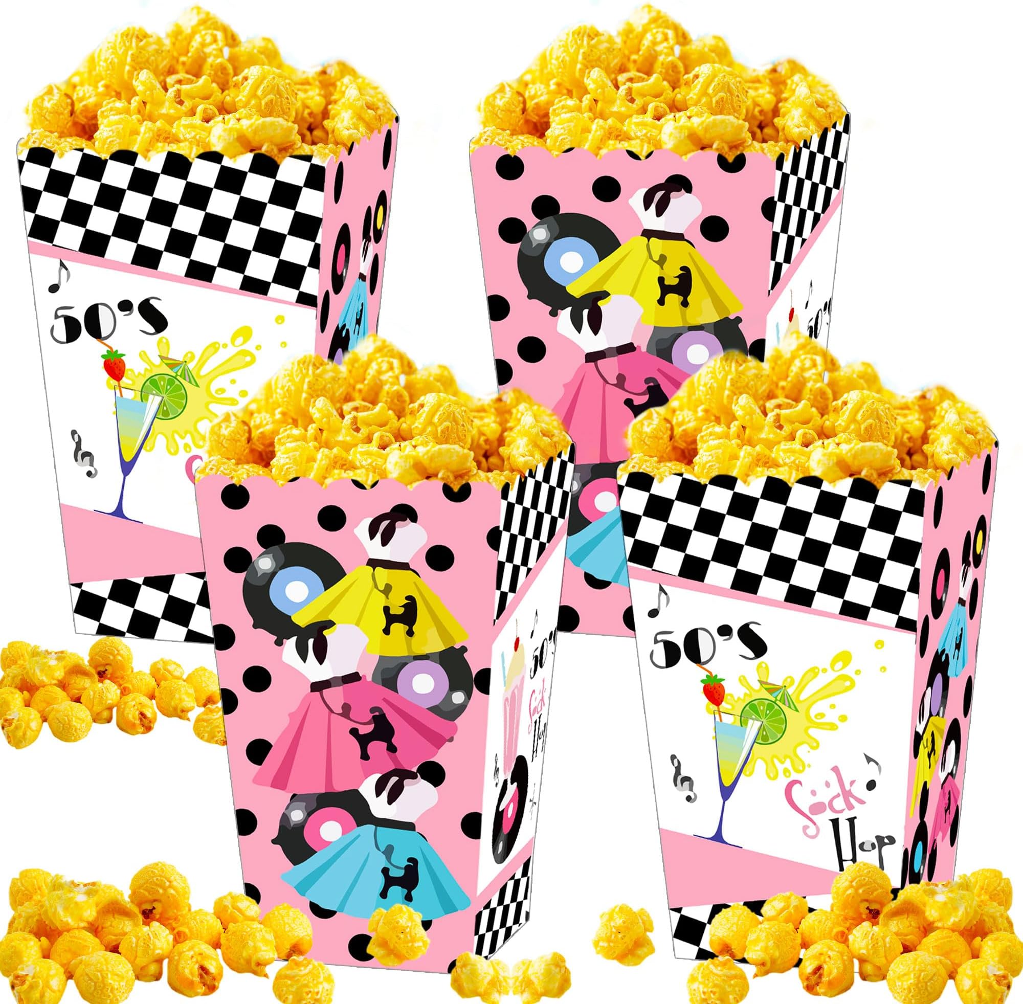 Amazon.com: JeVenis 50s Sock Hop Party Popcorn Boxes 50s Theme Party ...