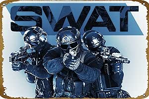 Amazon.com: Studio shot of swat police Tin Sign Vintage Wall Decor for ...