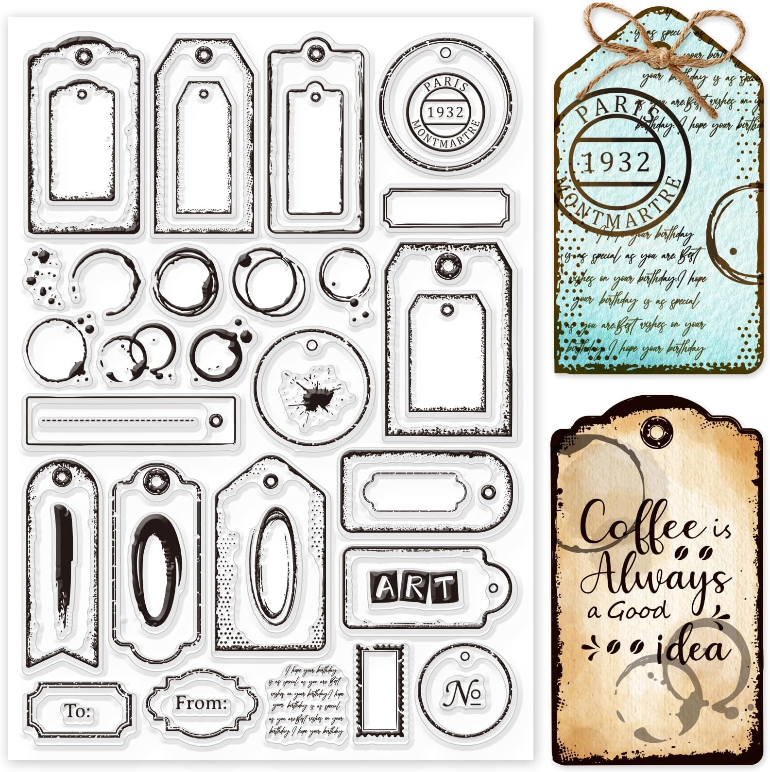 Amazon.com: GLOBLELAND Retro Label Clear Stamps for DIY Scrapbooking ...
