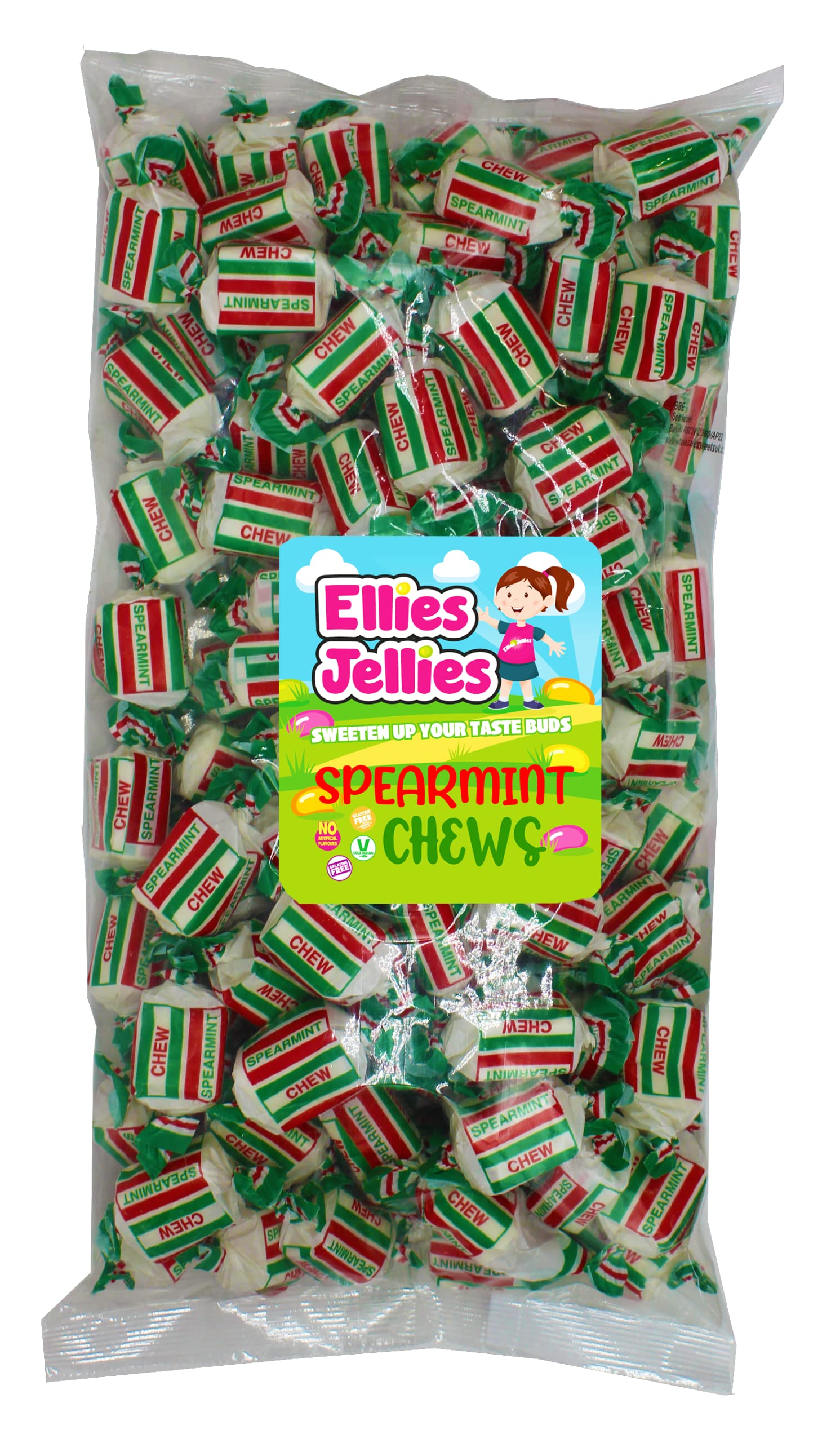Buy Ellies Jellies Spearmint Chews -1Kg Bag- Tamper Proof- Individually ...