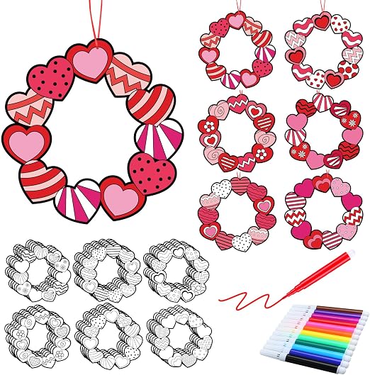 Amazon.com: Solsew 30 Pcs Valentines Heart Crafts for Kids Color Your ...