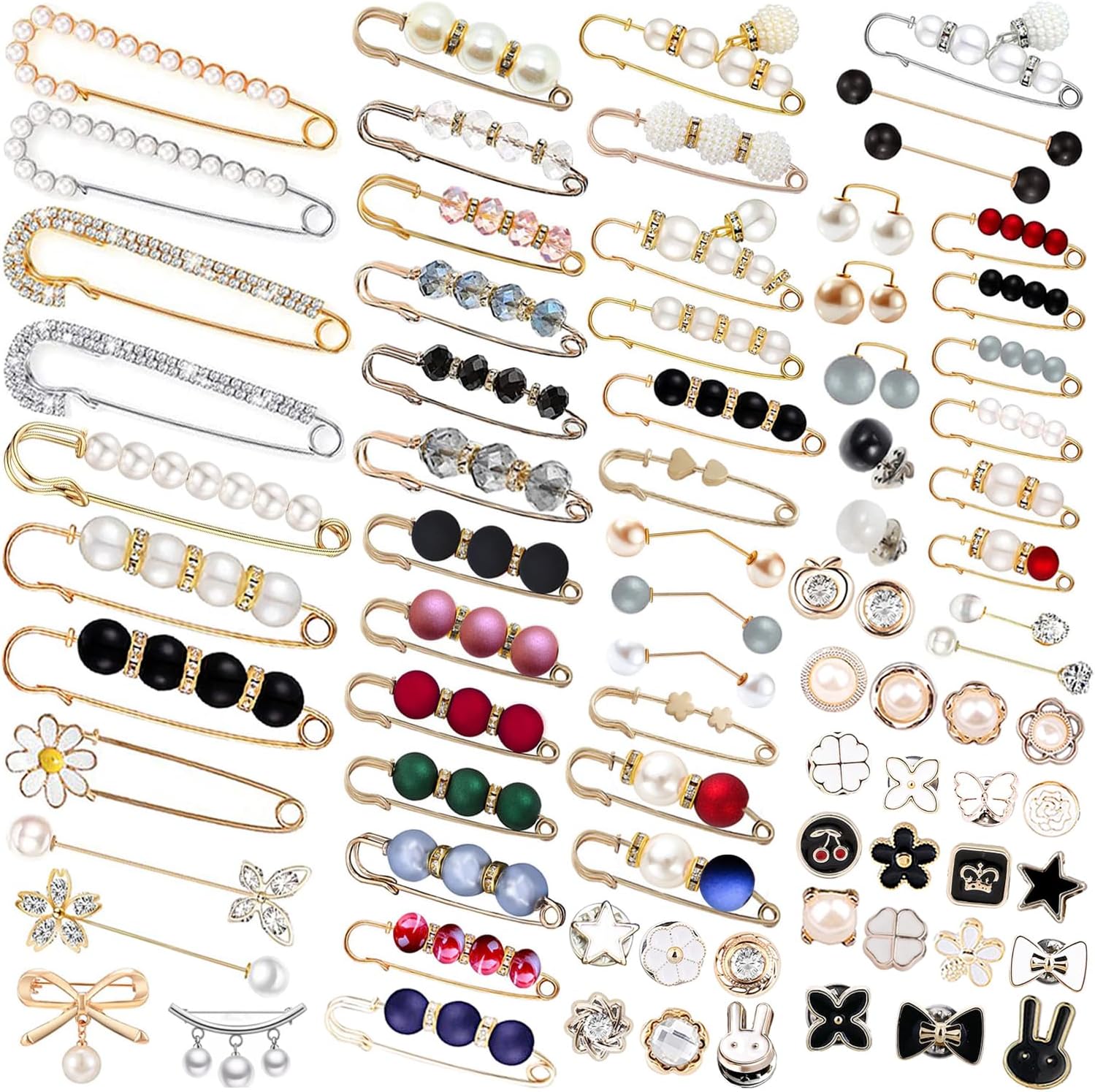 Amazon.com: 12 Pcs Artificial Pearl Brooch Pins Sweater Shawl Clips ...