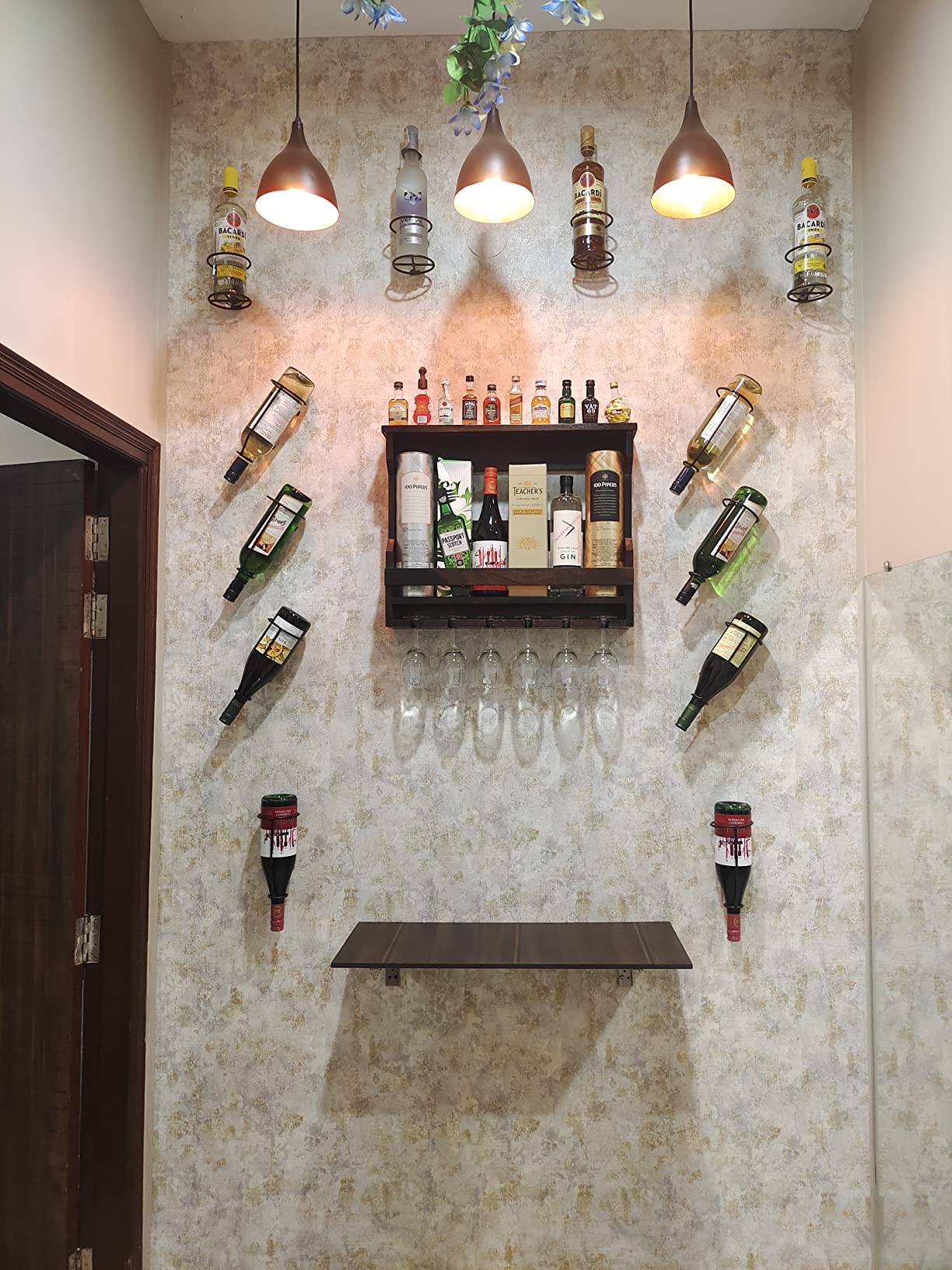 BROLET Sheesham Wood Jorden Wooden Wall Hanging Design Bar | Bar ...