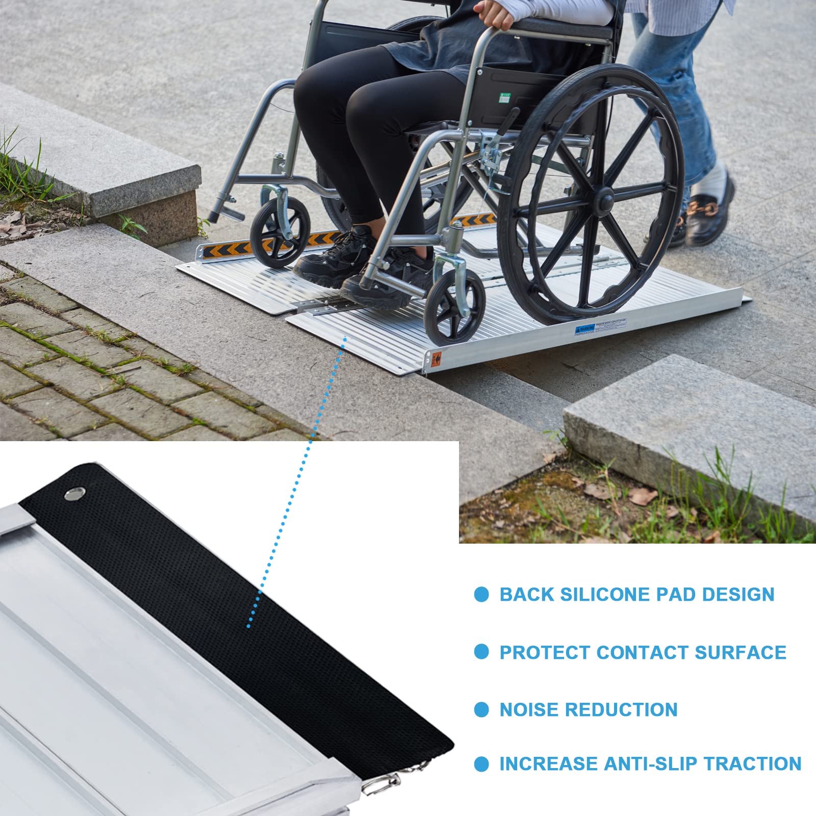 FACHNUO TOOL Wheelchair Ramp 4ft Portable Non-Skid Threshold Ramp 28.3 ...
