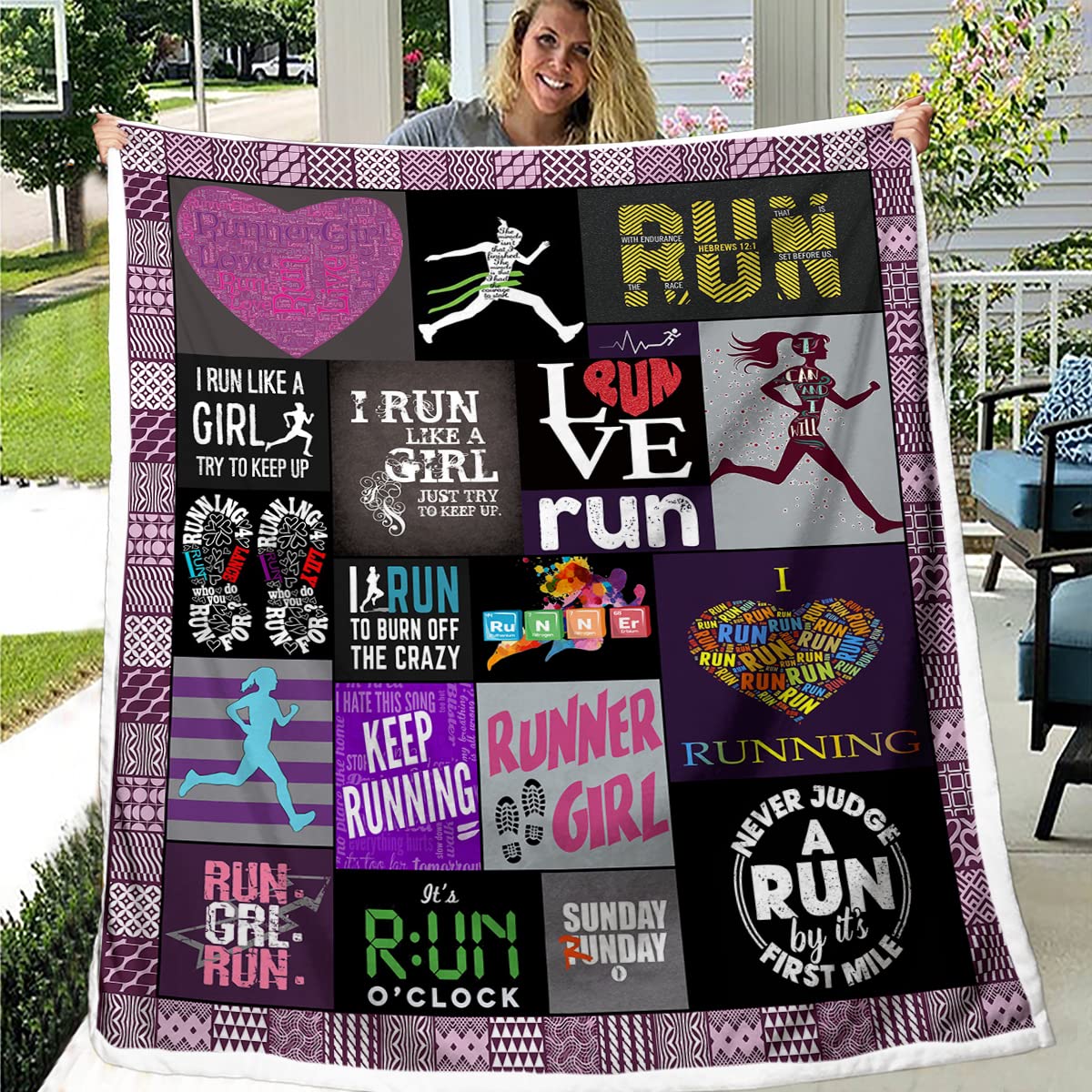 Bedmust Runner Girl Throw Blanket Try to Keep Up Love Running Blanket ...