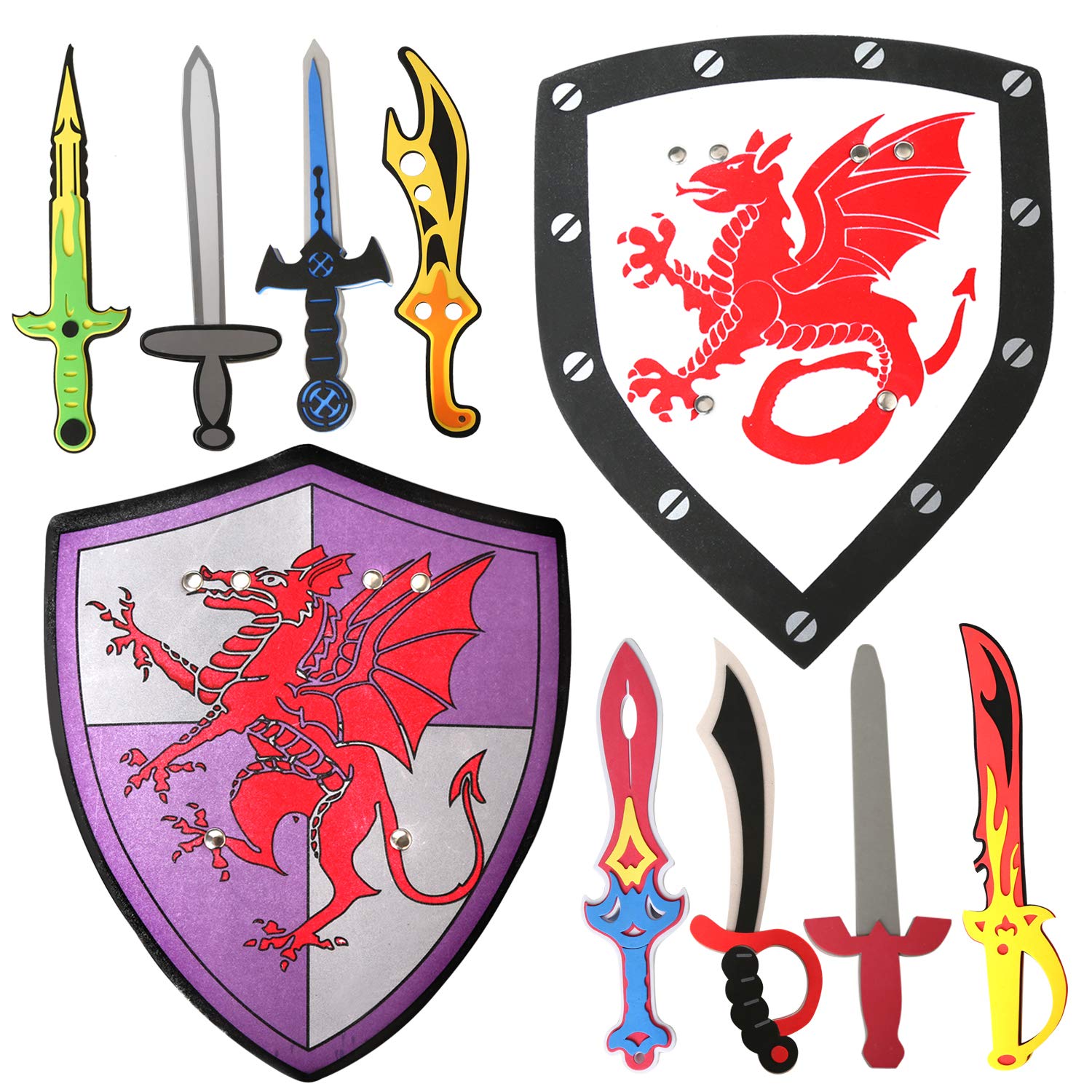 Buy OUFOTAT 10 Piece Foam Shield Toy Set for Kids Pretend Play Medieval ...