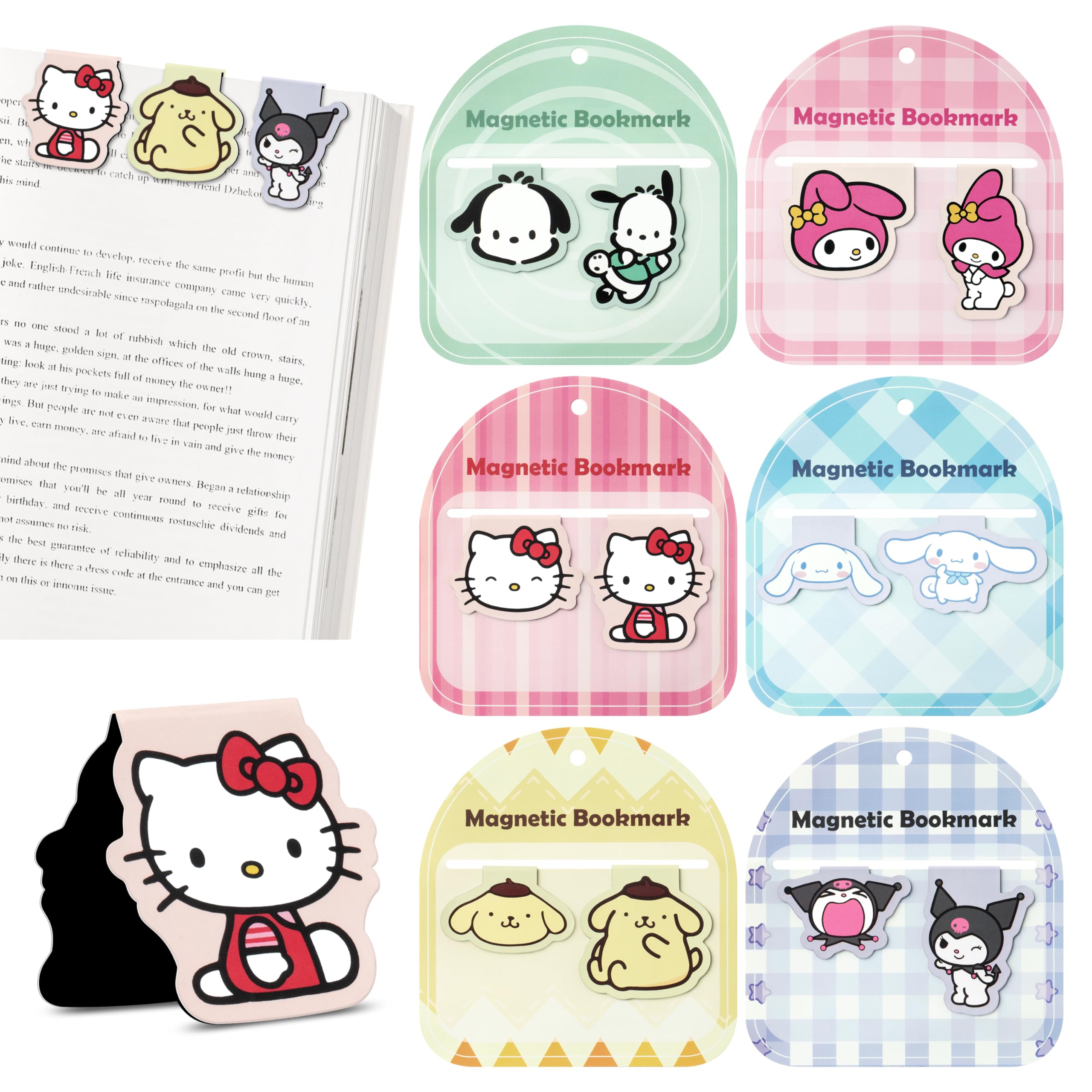Amazon.com: 12Pcs Cute Magnetic Bookmarks Kawaii Cartoon Anime Kitty ...