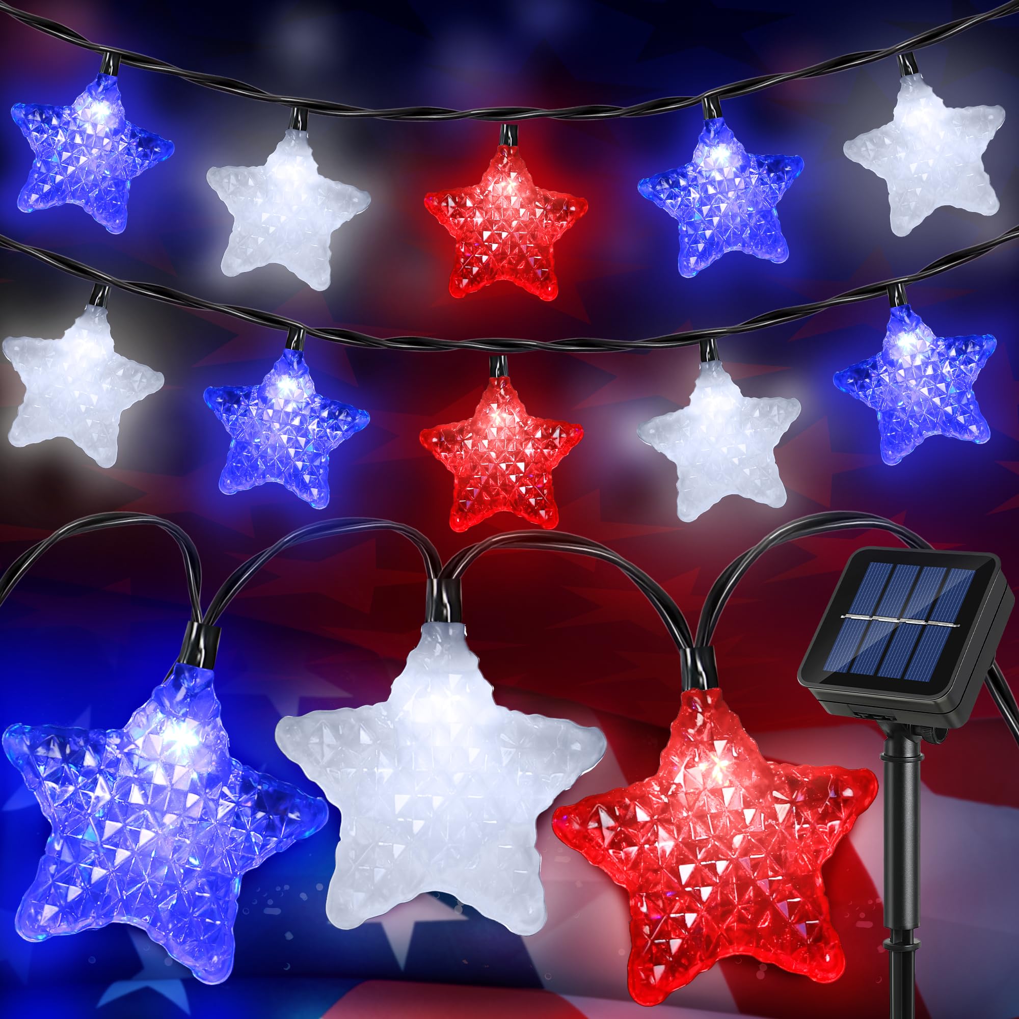 Snapklik.com : 4th Of July Red White And Blue Big Size Star String ...