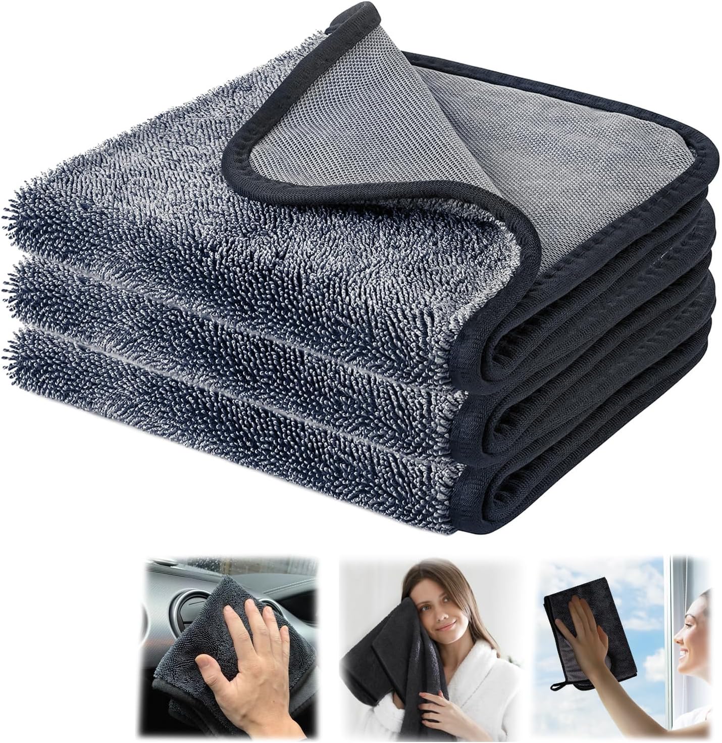 LUCERY-TÖYER 3 Pièces Chiffons Microfibre de Nettoyage, 60 x 40 CM ...