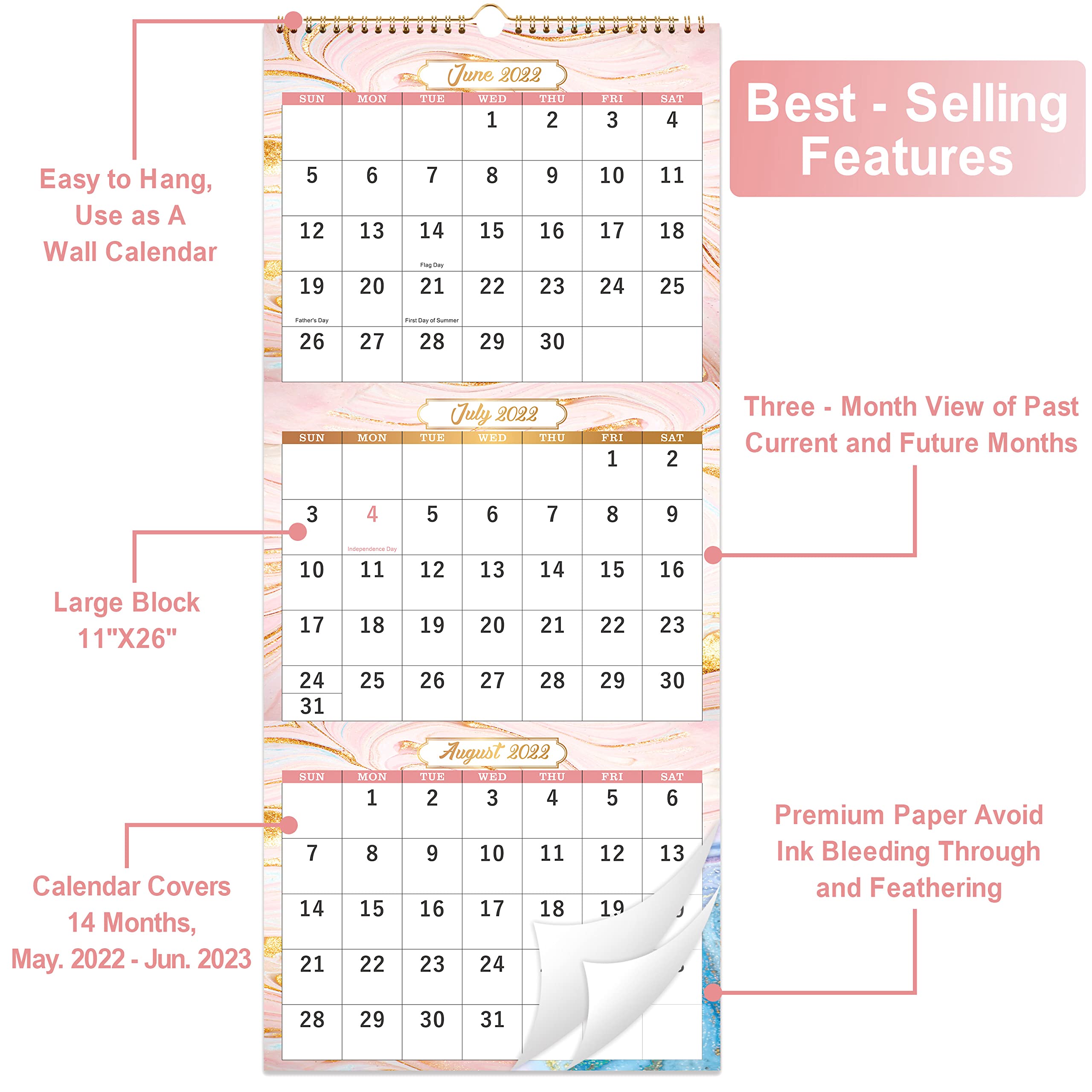 Buy 2022-2023 Wall Calendar - 3-Month Display Vertical Calendar ...