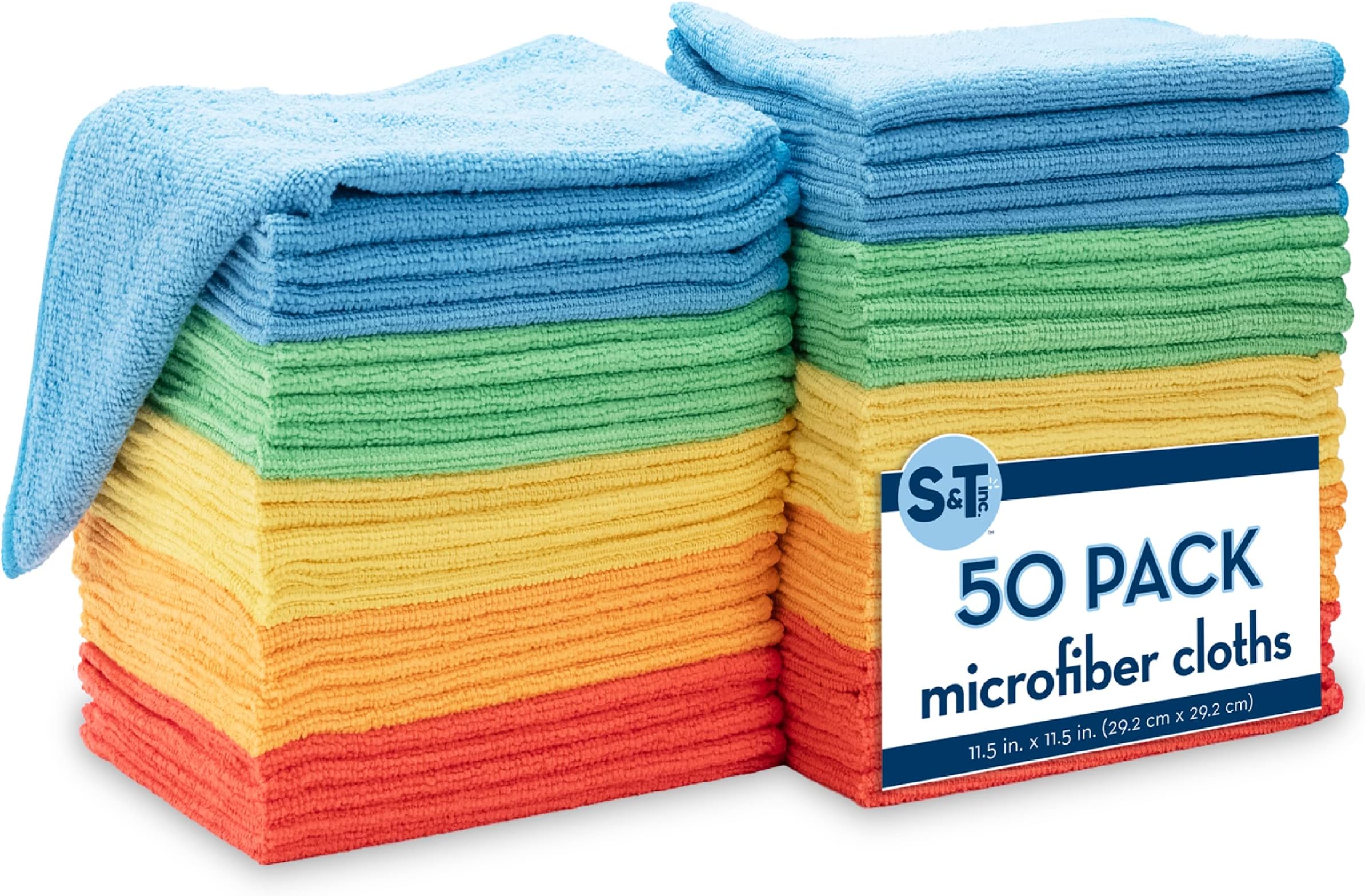 Amazon.com: S&T INC. 50 Pack Microfiber Cleaning Cloth, Bulk Towels for ...