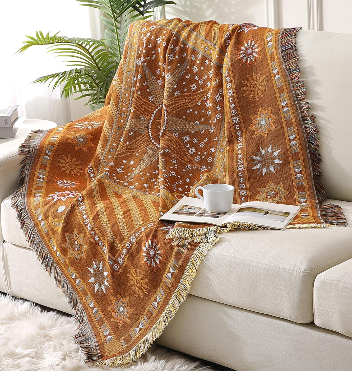 Amazon.com: TOFUNTOY Boho Throw Blanket Bohemian Blanket for Couch ...