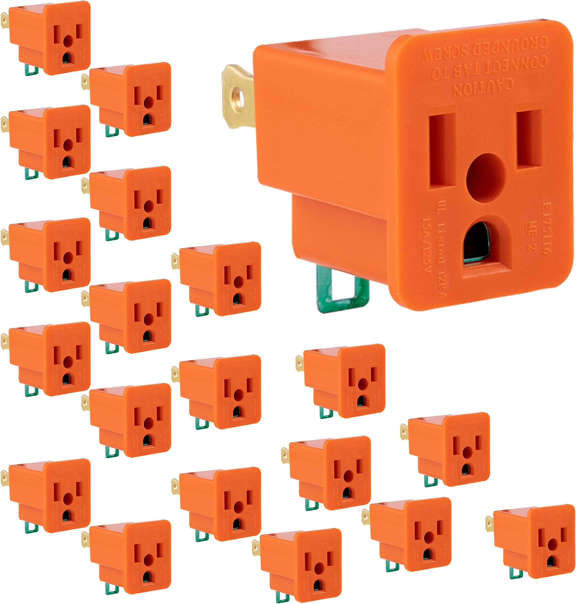 GE Polarized Grounding Outlet Extender, 20 Pack, Turn 2-Prong into 3 ...