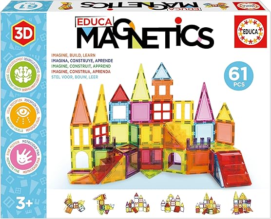 Educa - Magnetics | Juego Educativo de construcción 3D magnético con 61 Piezas para niños ...