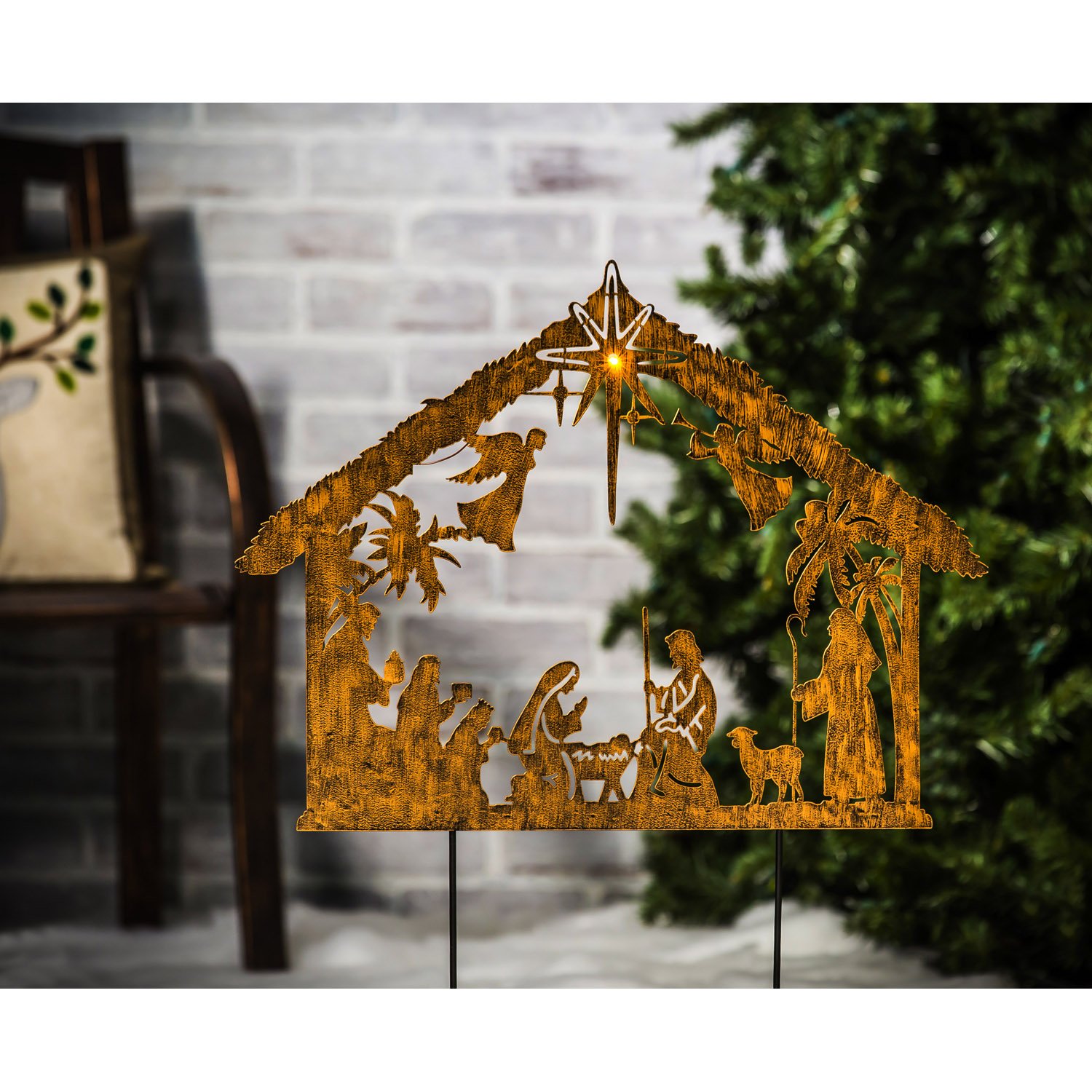 Snapklik.com : Nativity Set For Christmas Outdoor Bronze Solar LED ...