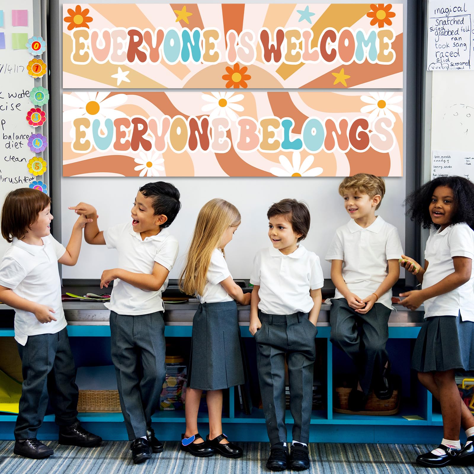 Snapklik.com : 2 Pack Groovy Classroom Decorations Boho Welcome Banner ...